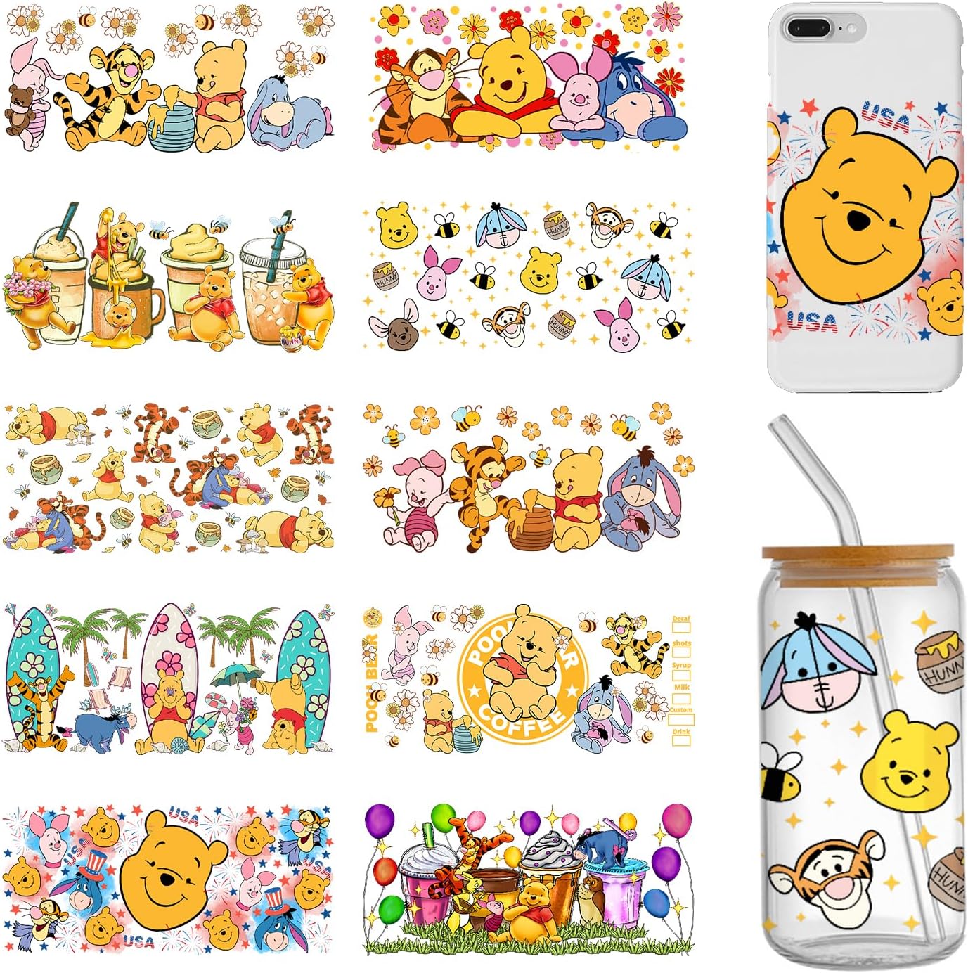 Amazon.com: 5 Sheet UV DTF Cup Wrap Transfer Stickers for Glass, Rub on ...