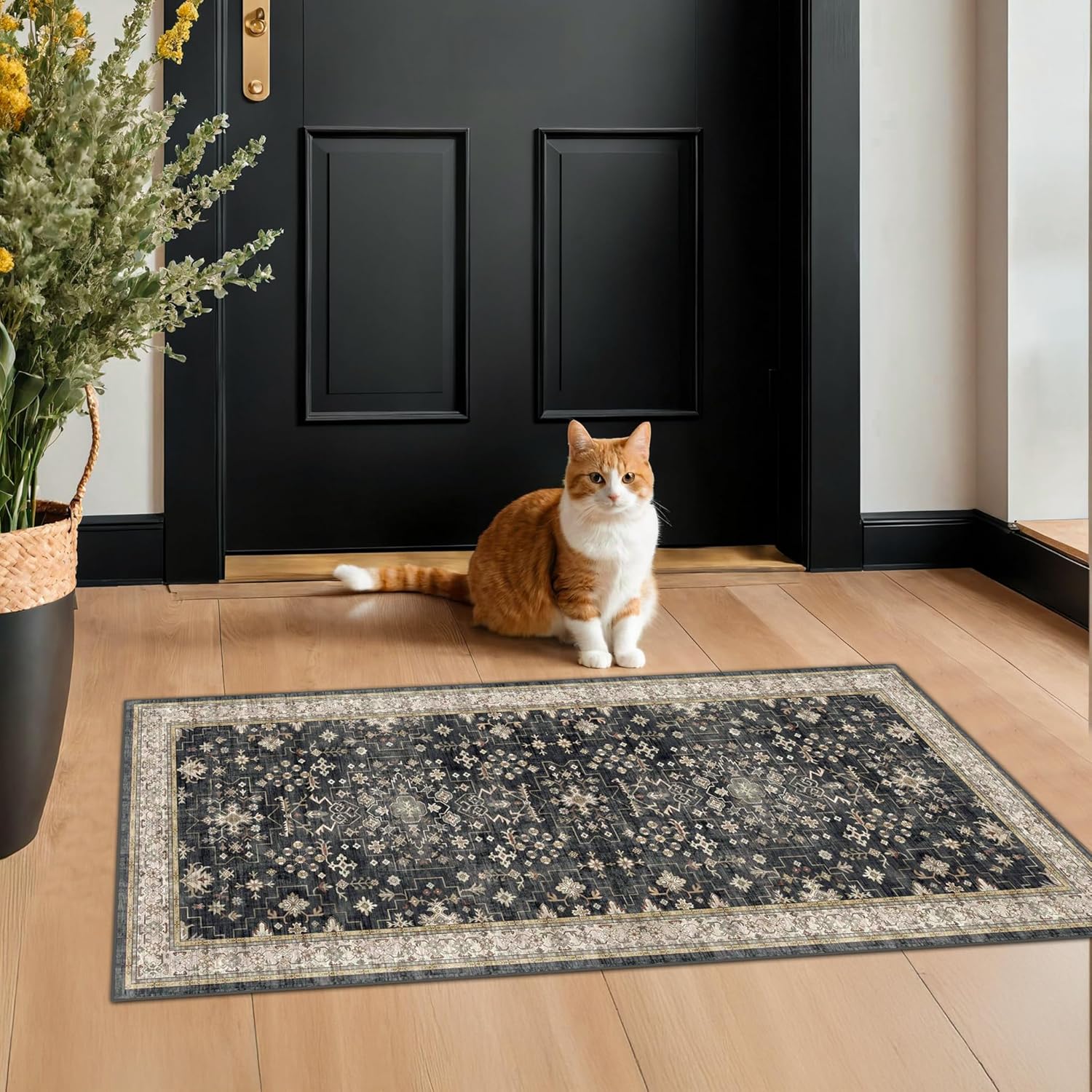 Amazon.com: Black 2x4 Entryway Runner Rugs, Small Runners for Kitchen ...