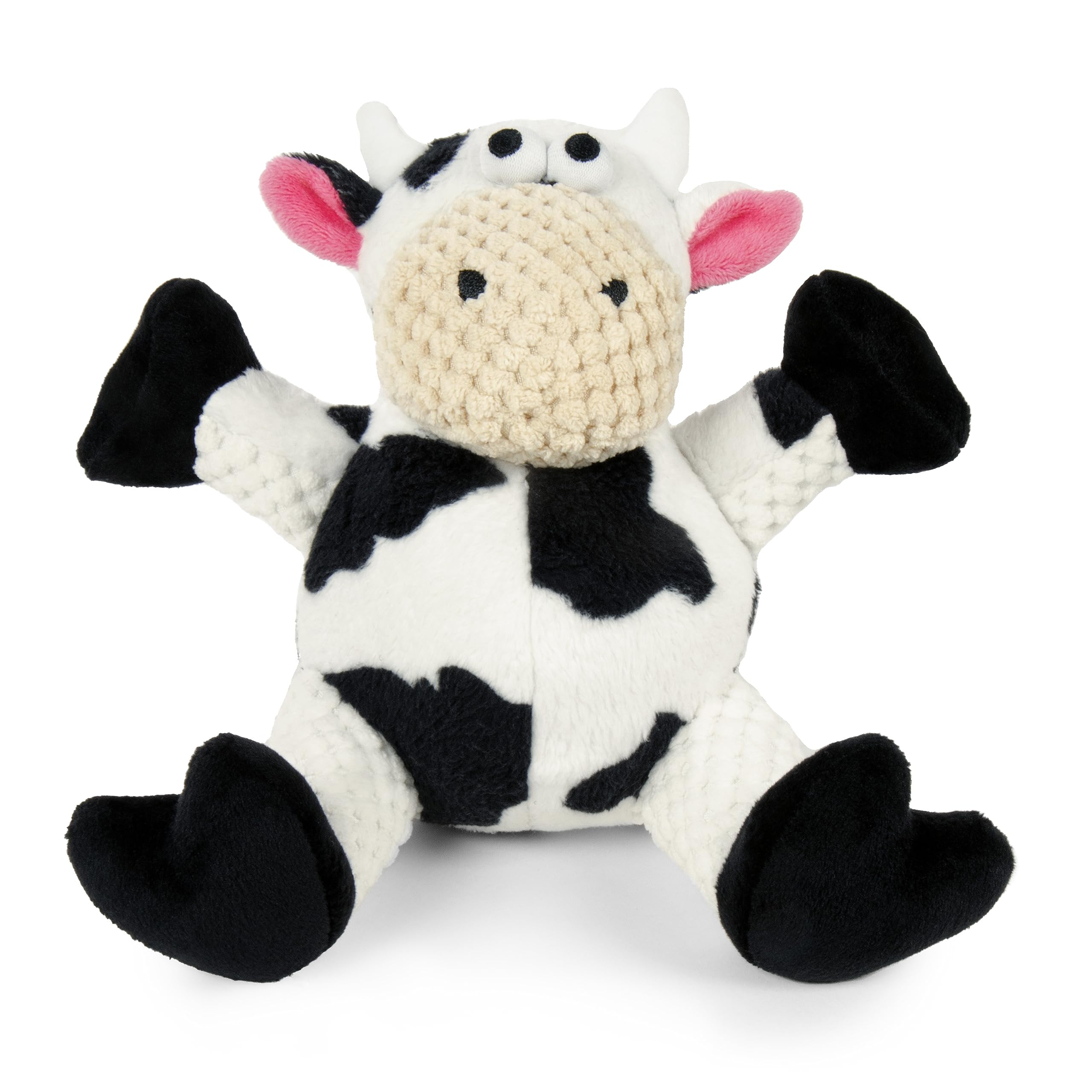 Snapklik.com : goDog Checkers Sitting Cow Squeaky Plush Dog Toy