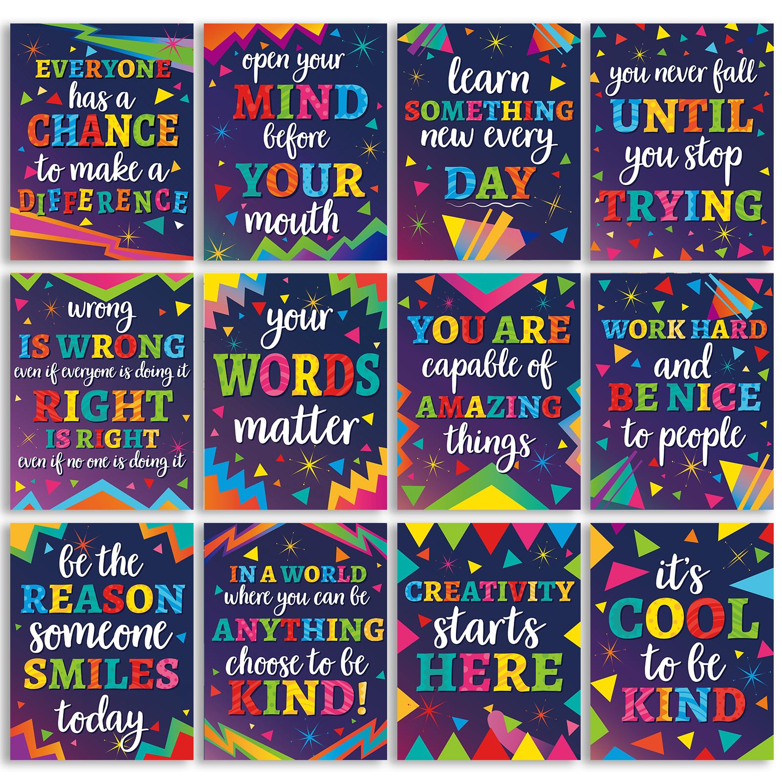 Amazon.com: 12PCS Classroom Poster Growth Mindset Posters Motivational ...