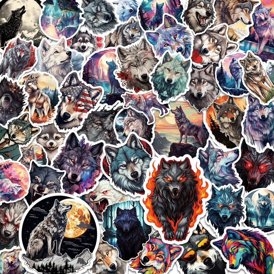 Amazon.com: 100 Pack Wolf Stickers (Large Size), Graphic Decal Sticker ...