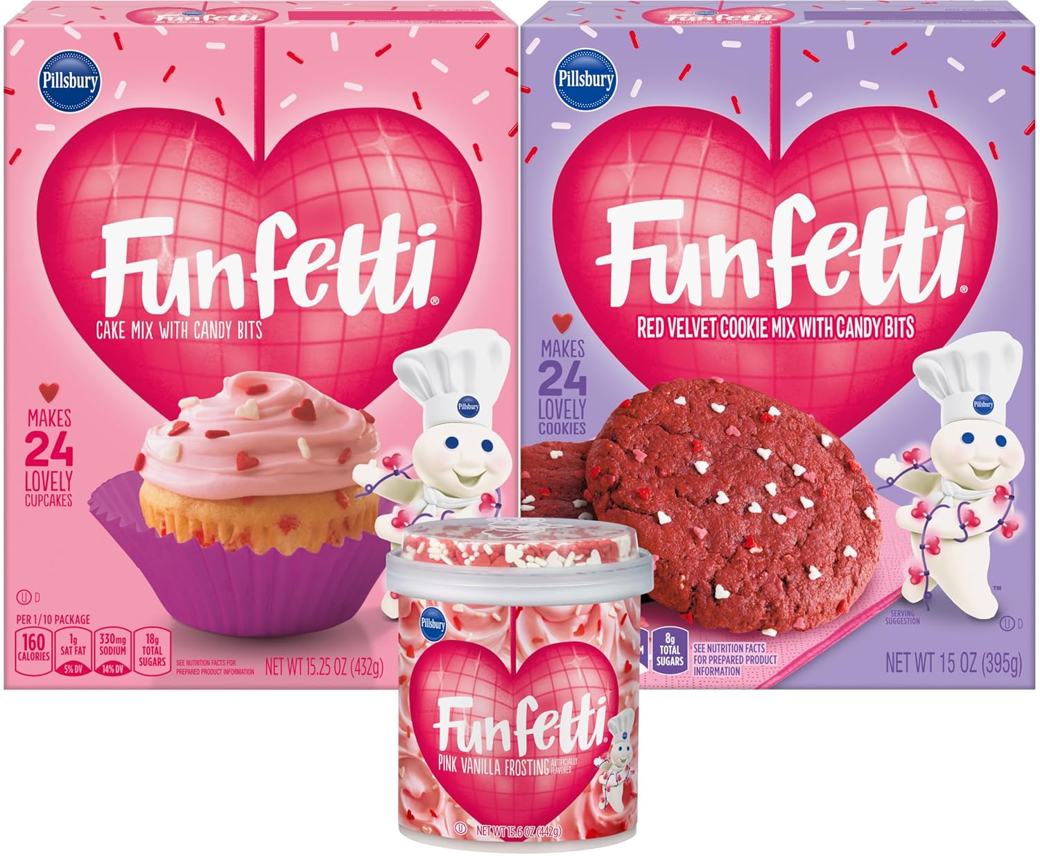Amazon.com : Funfetti Valentine's Day Bundle, 1 of each: Cake & Cupcake ...