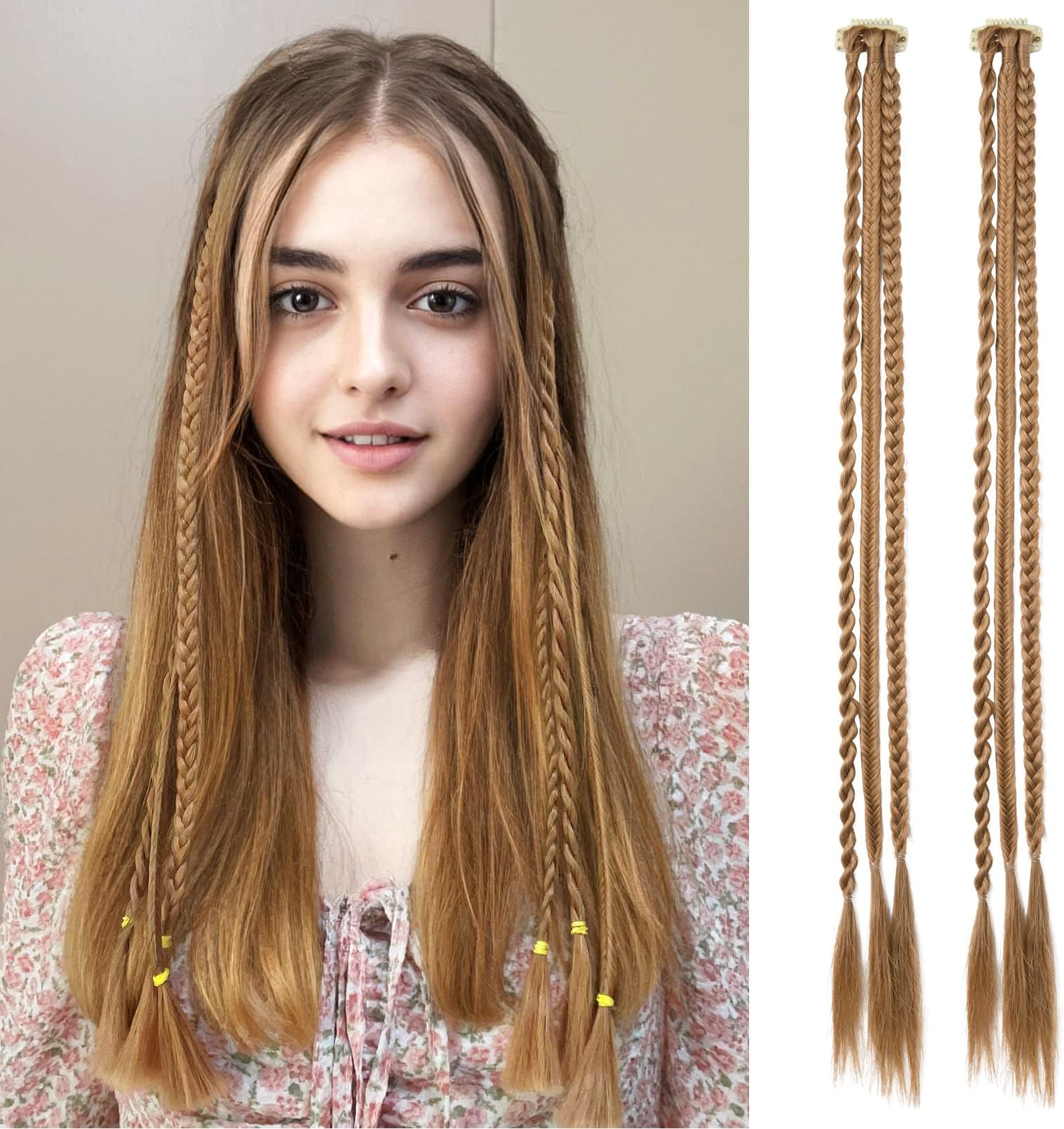 Amazon.com : Braid Hair Extensions, REECHO 6 PCS Clip in Hair ...