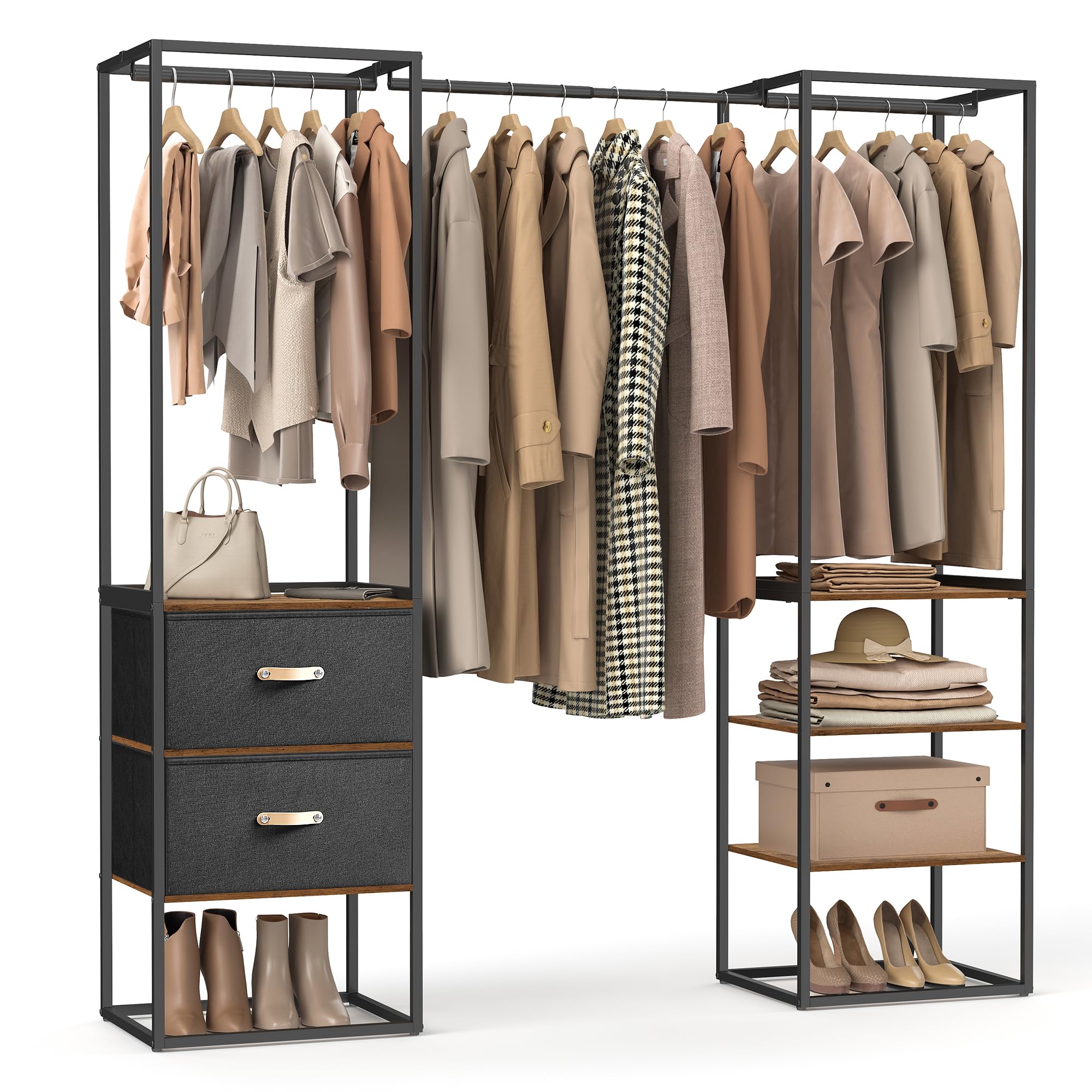 Amazon.com: SONGMICS Clothes Rack, 70.9 Inch Wardrobe Freestanding ...