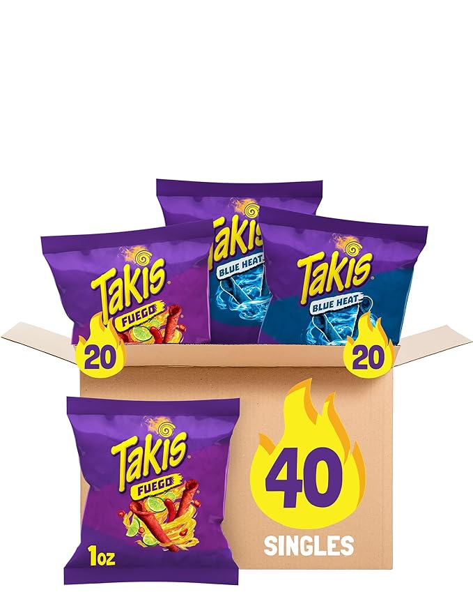 Amazon.com: Takis 40 pc / 1 oz Variety Pack - Fuego & Blue Heat ...