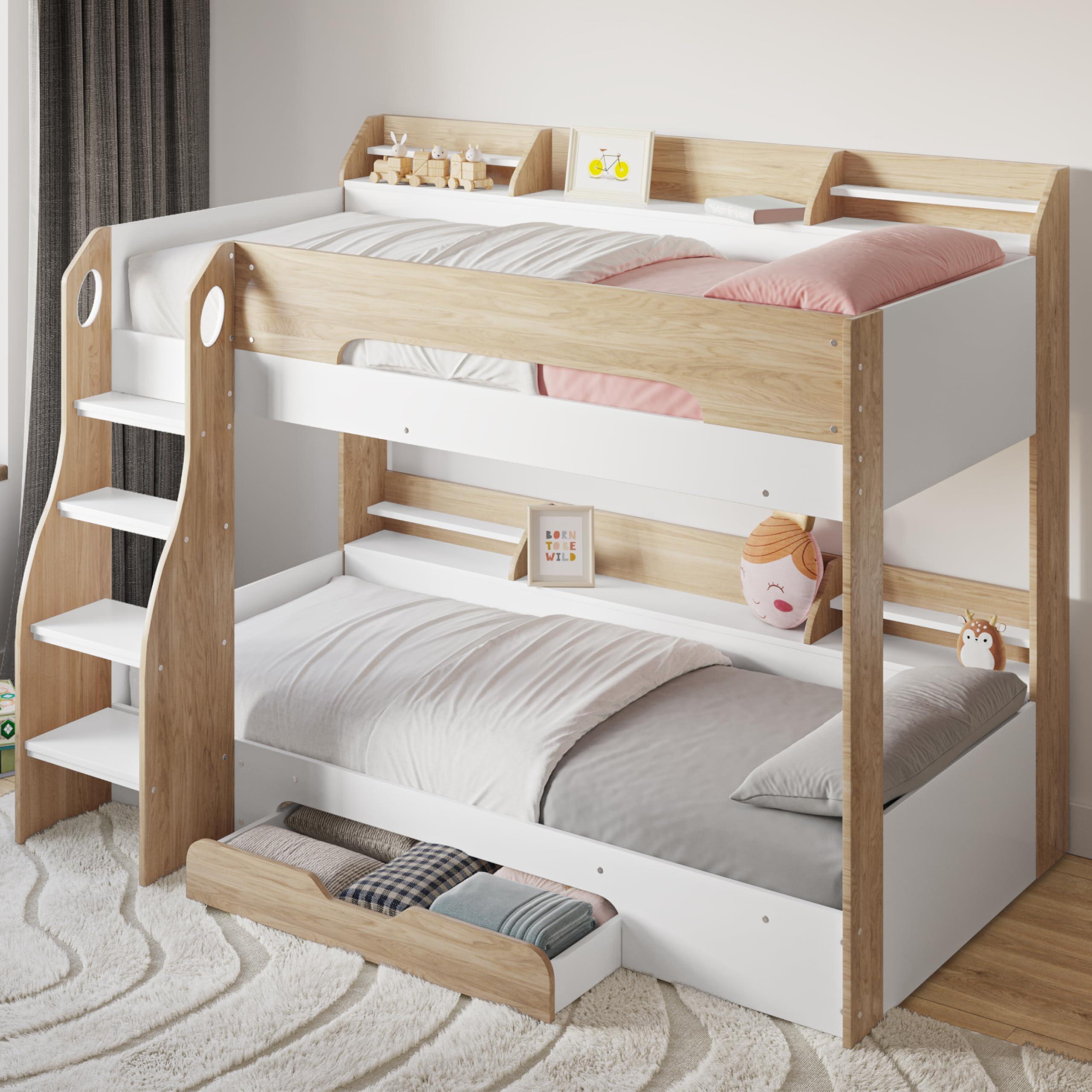Flair Furnishings - Double Bunk Beds, Wooden Bunk Beds for Kids with ...