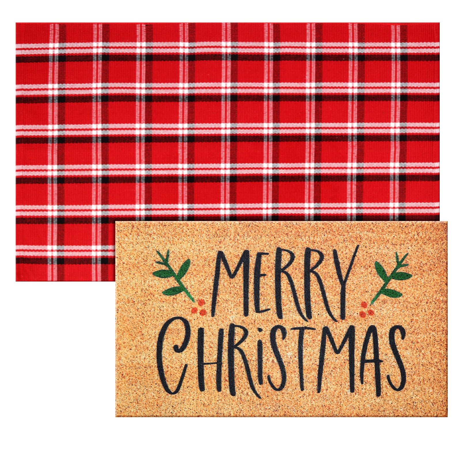 Amazon.com: Duraaamo 2 Pcs Merry Christmas Outdoor Doormat Christmas ...