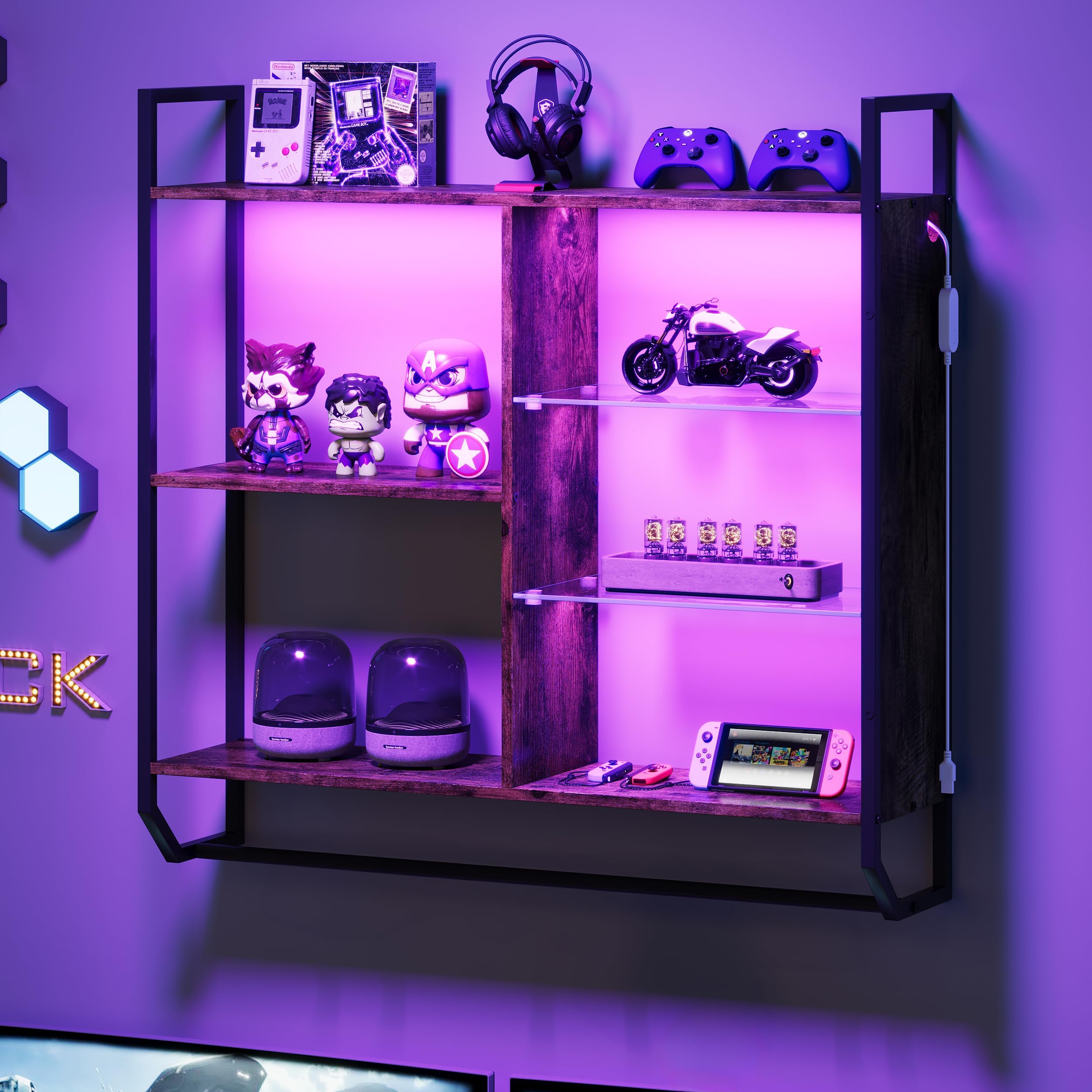 Amazon.com: EYCOAL Gaming Floating Shelves, Wall Mounted Wooden Decor ...