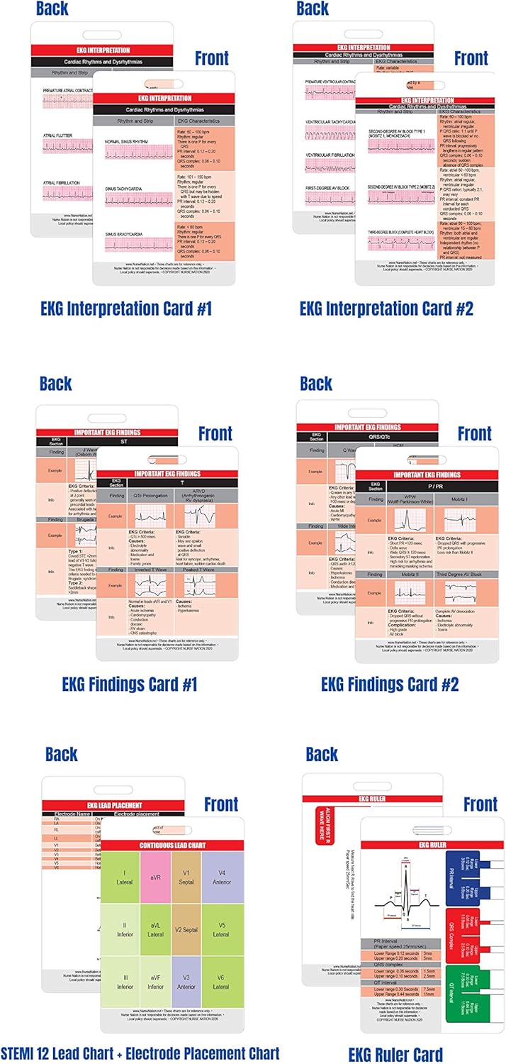 6 Card EKG Set with Ruler, Interpretations, Philippines | Ubuy