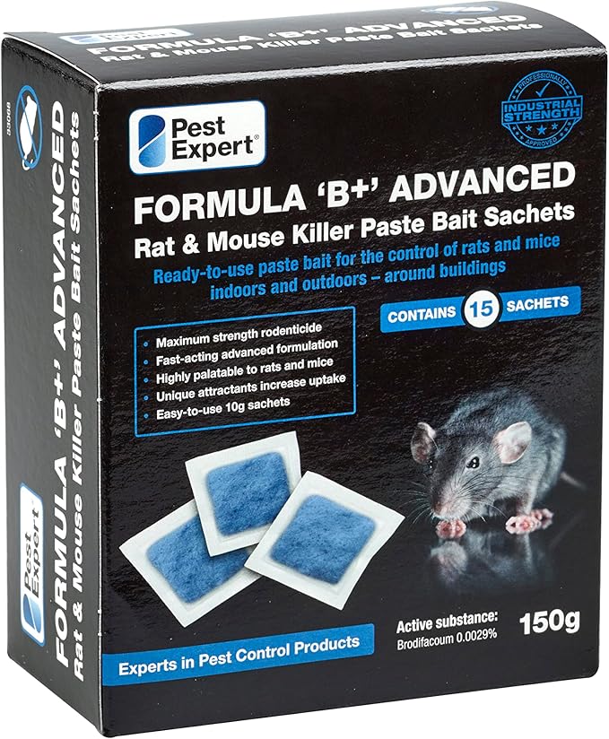 Pest Expert Formula 'B+' Advanced Rat & Mouse Poisoning Indoor, Mouse Poison Rodent Pasta Paste ...