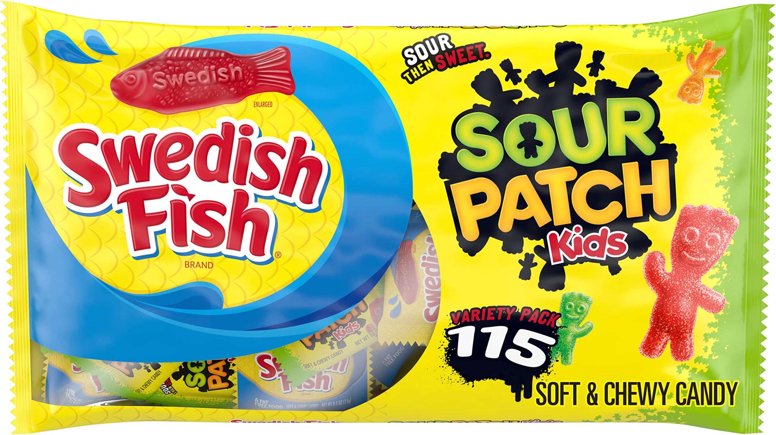 Amazon.com : SOUR PATCH KIDS and SWEDISH FISH Mini Soft & Chewy Candy ...