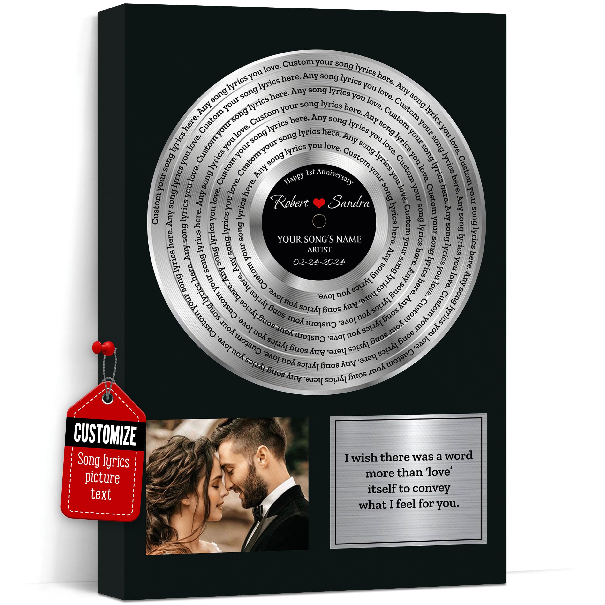 Amazon.com: VICILO Personalized Vinyl Record for Wedding Song Gift, Gift Vinyl Record Decor ...