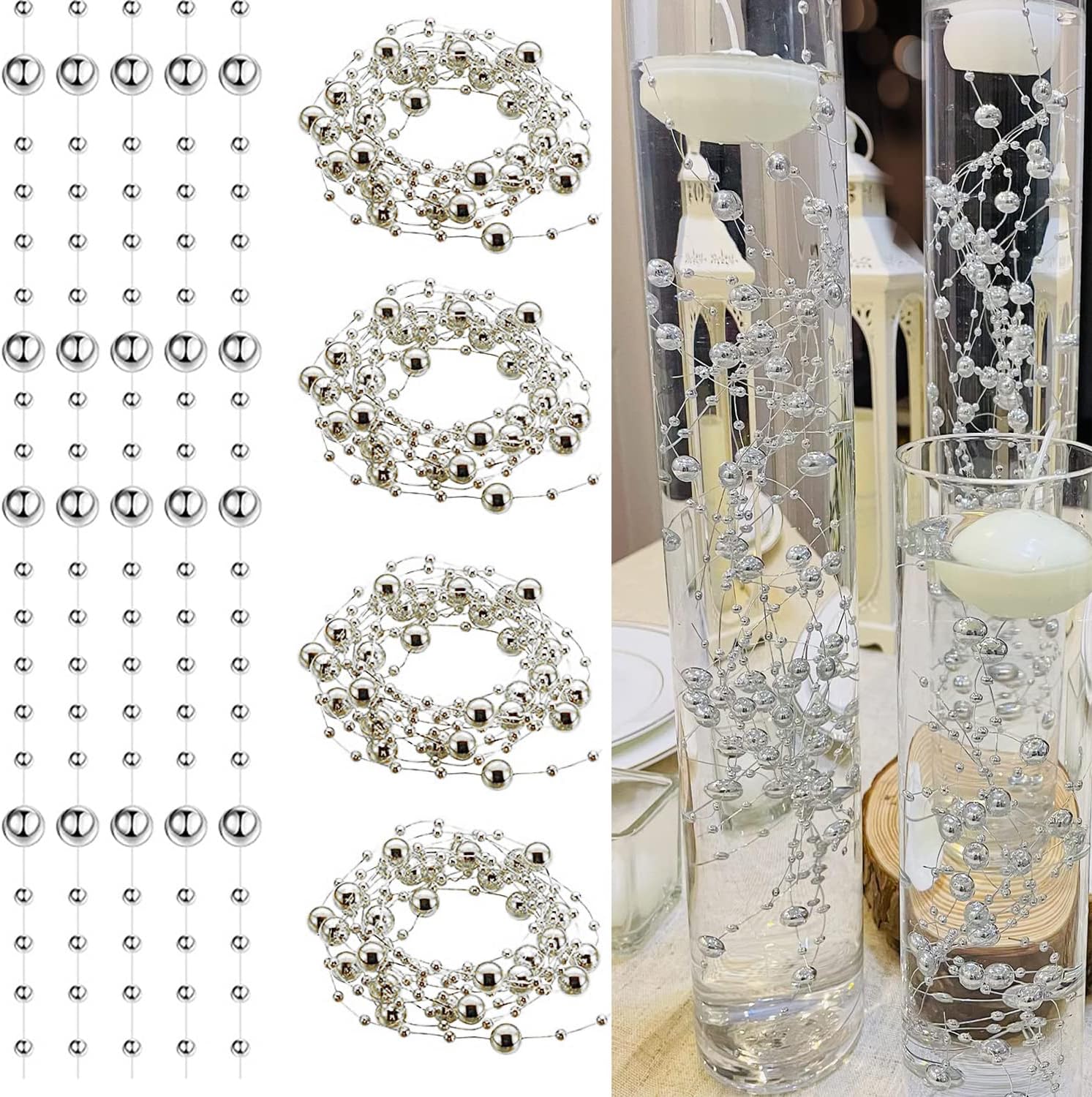 Amazon.com: 24pcs Pearl String for Floating Candles, Artificial ...