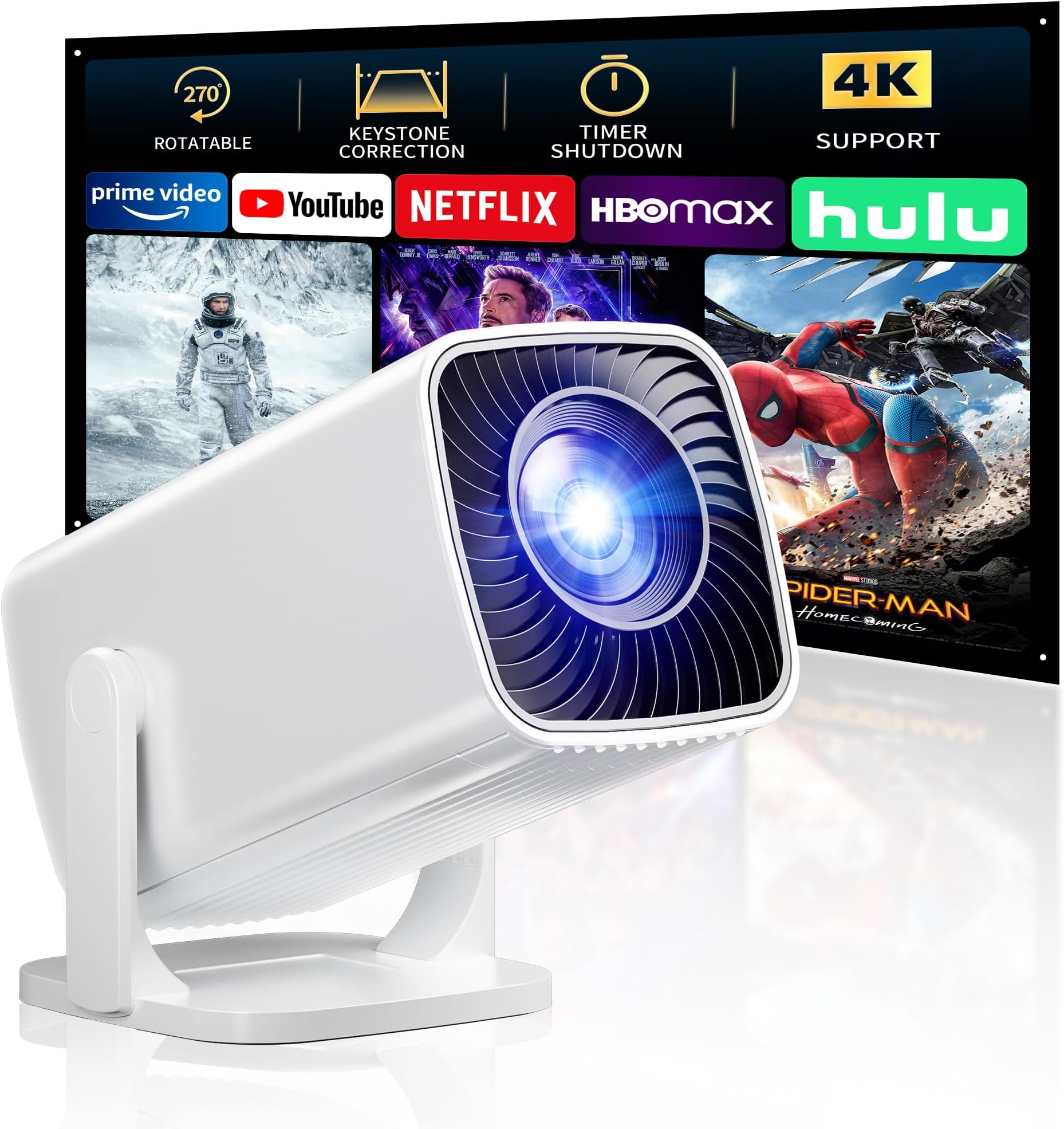 Amazon.com: Mini Projector, Portable Projector 4K Support, Full HD ...