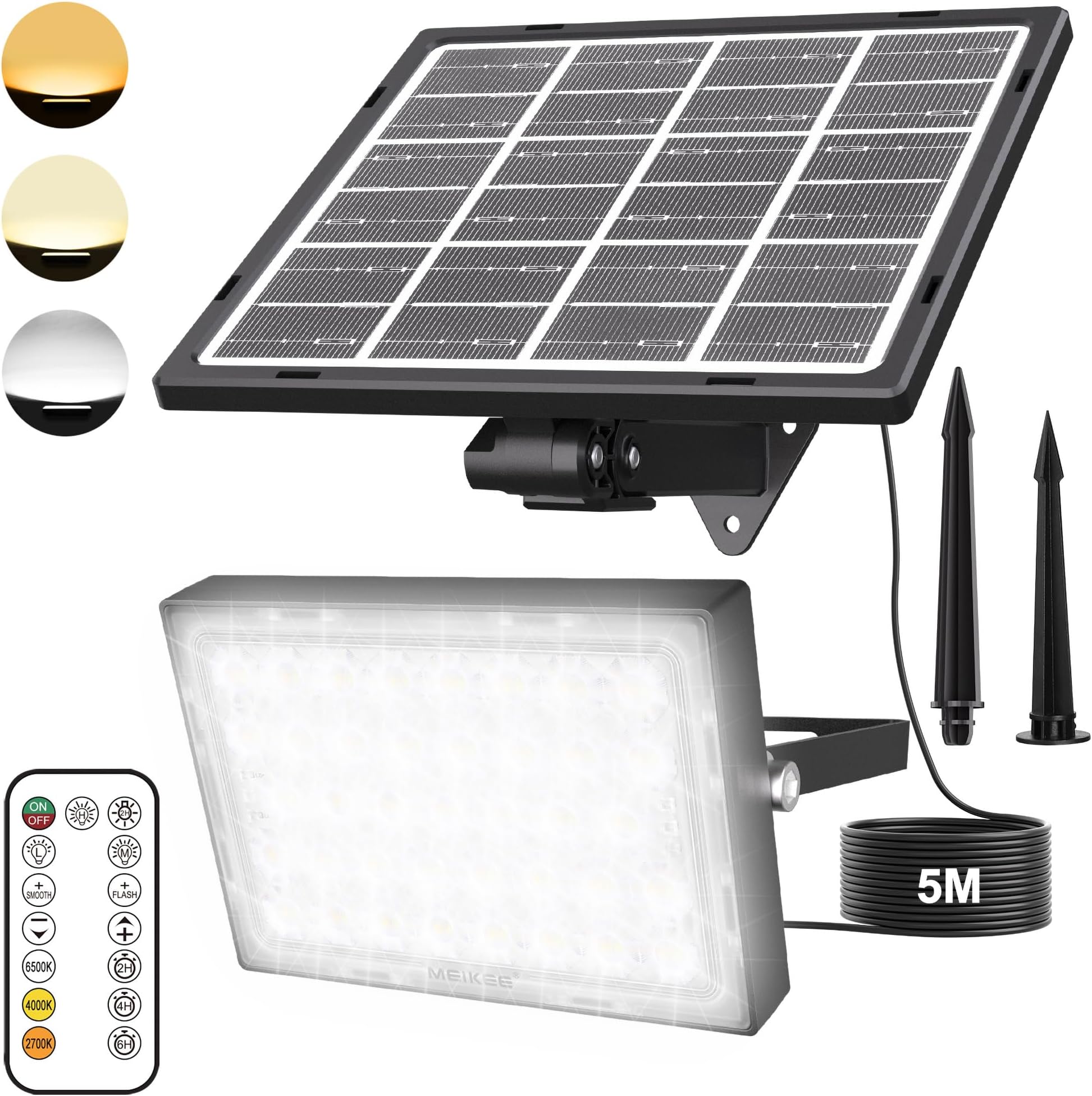 MEIKEE Solar Lights Outdoor, 800Lumens 78 LED Solar Flood Lights ...