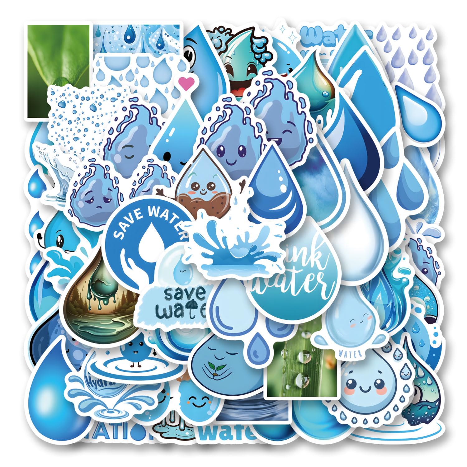Amazon.com: 61Pcs Water Drop Stickers Pack, Cartoon Cute Vinyl ...