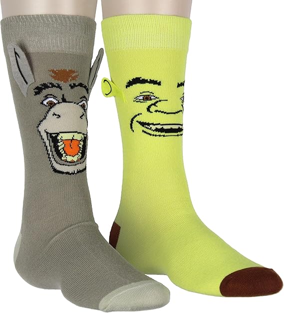 Amazon.com: Bioworld Shrek Socks Donkey And Shrek 3D Ears Character ...