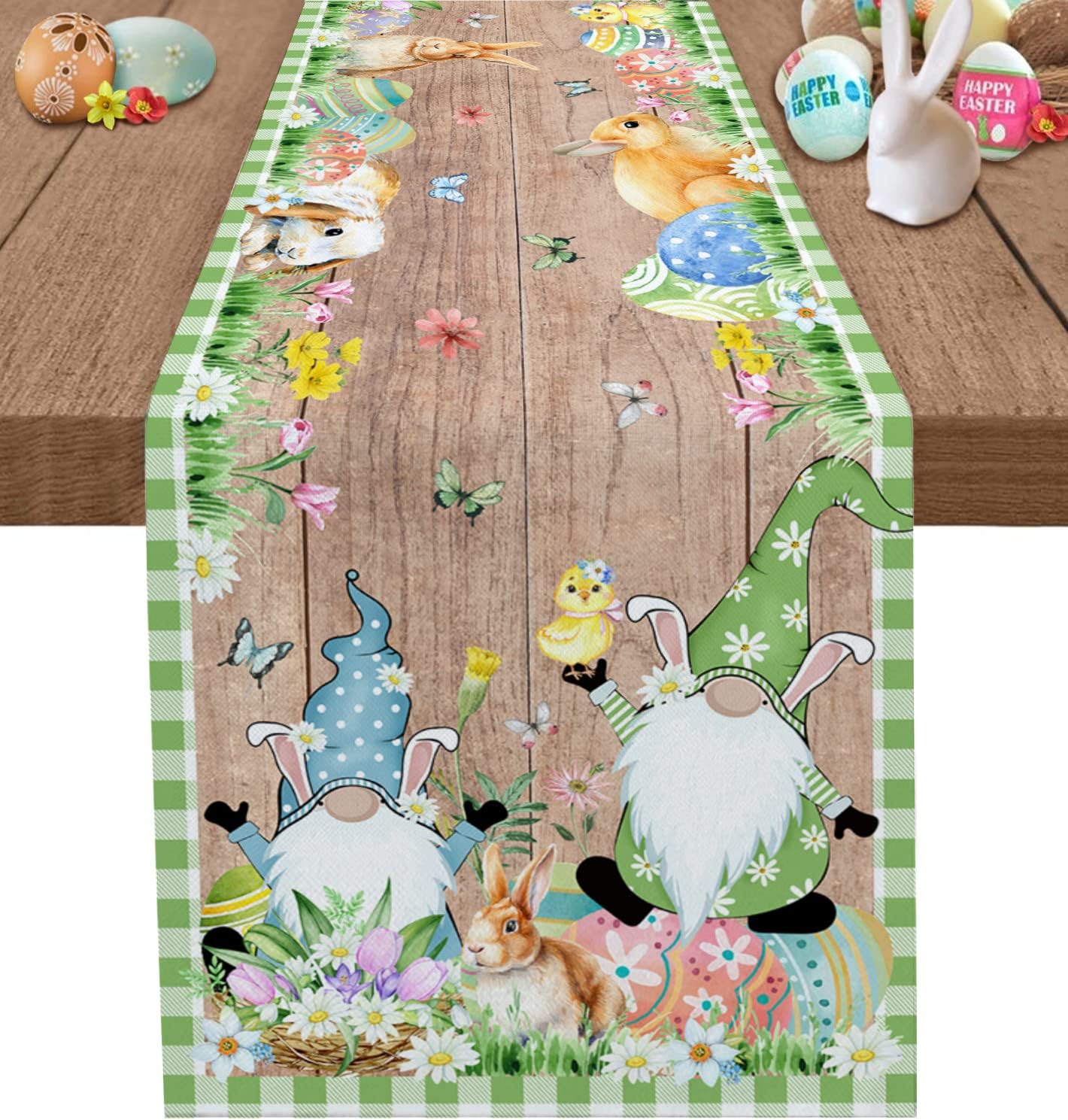 Amazon.com: Easter Table Runner 120 Inches Long Easter Egg Gnome and ...