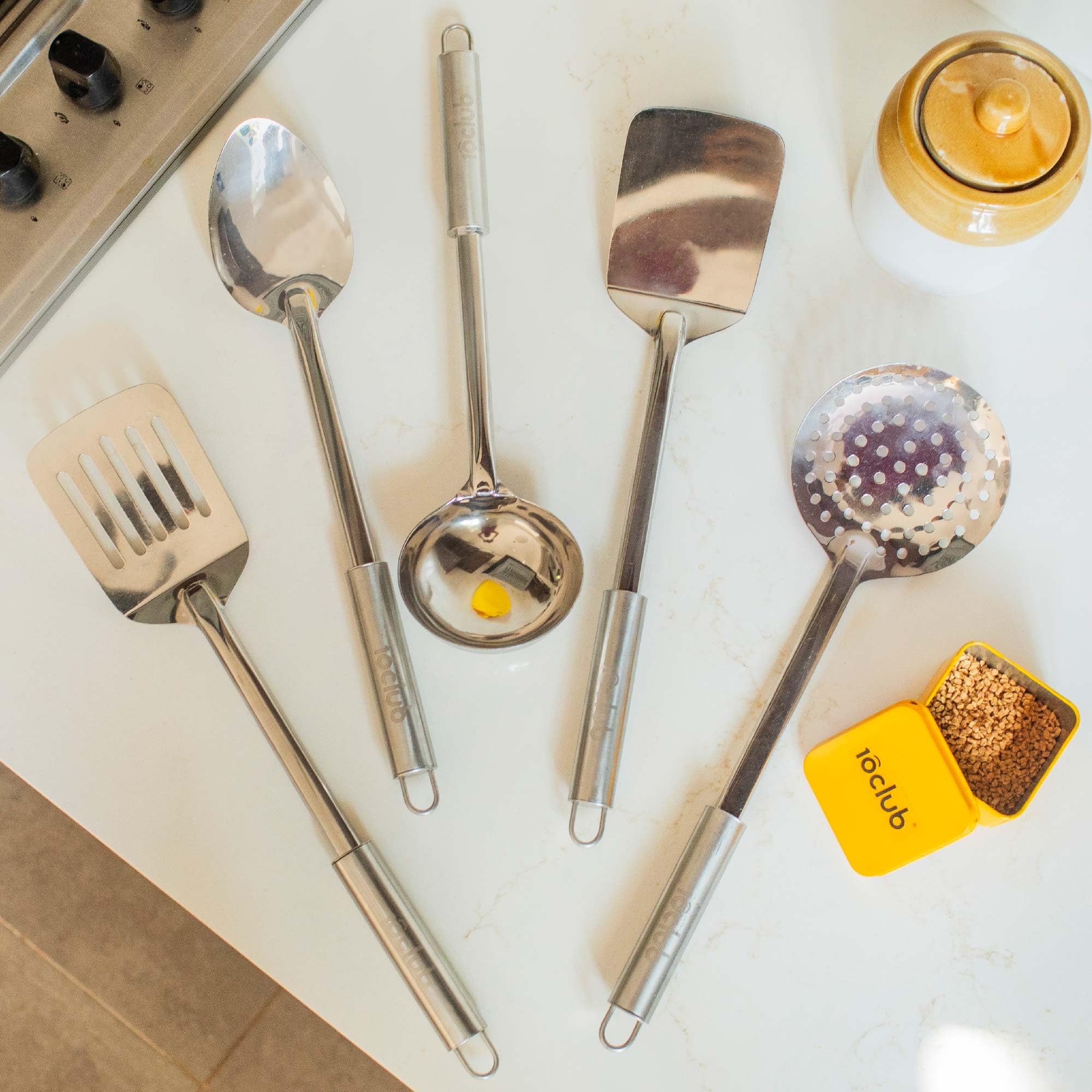 Buy 10club 5 Pc Steel Kitchen Tool Set | Turner & Slotted Turner (Palta ...