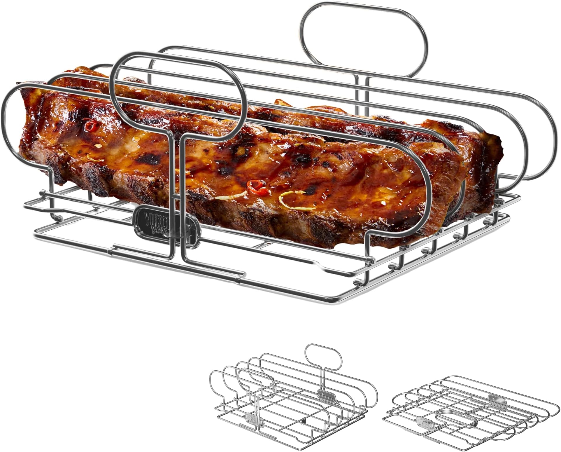 Amazon.com : Durable Stainless Steel Rib Rack with a Silicone Oil Brush ...