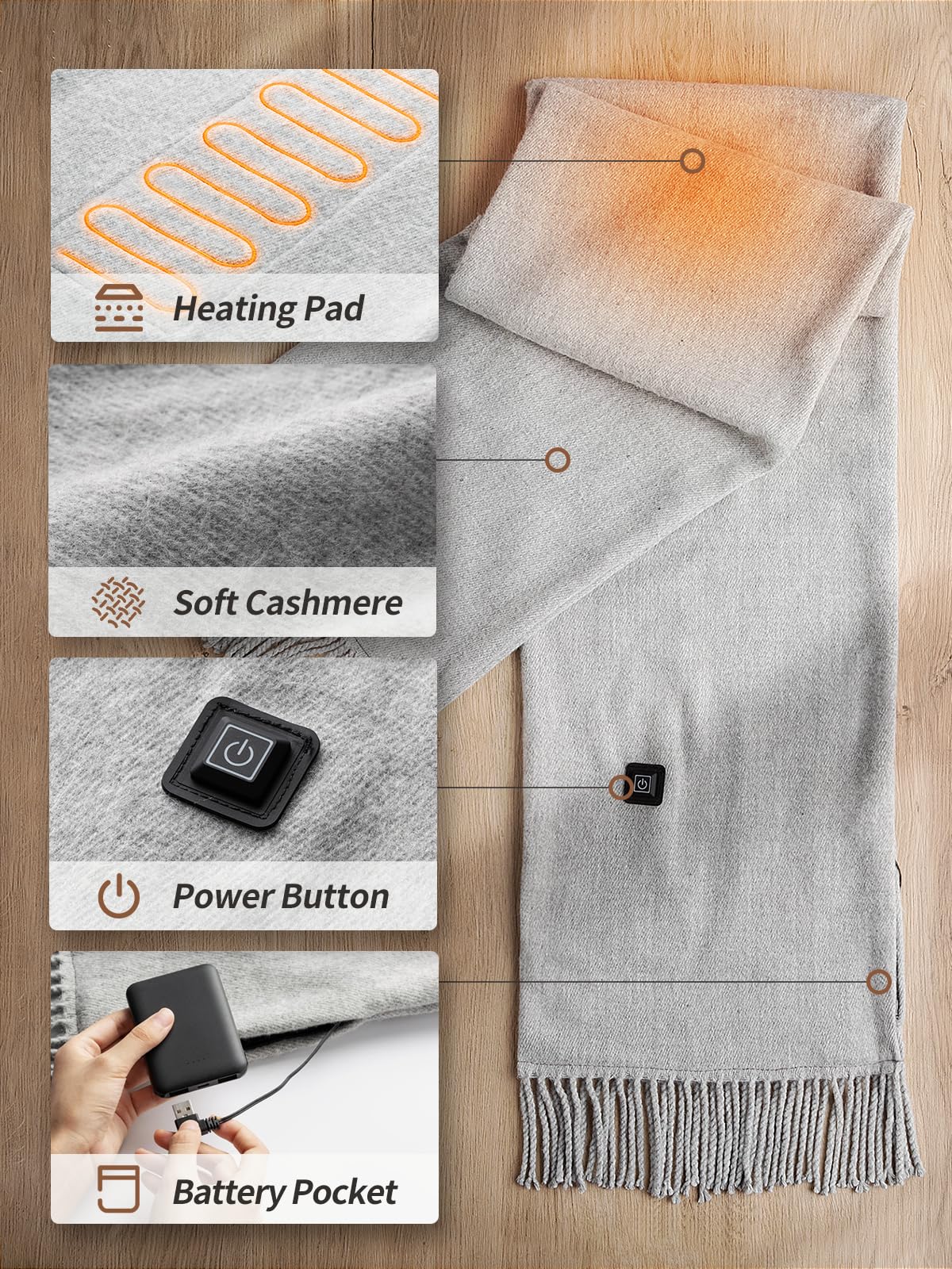 Snapklik.com : Eventek Heated Scarf For Men/Women