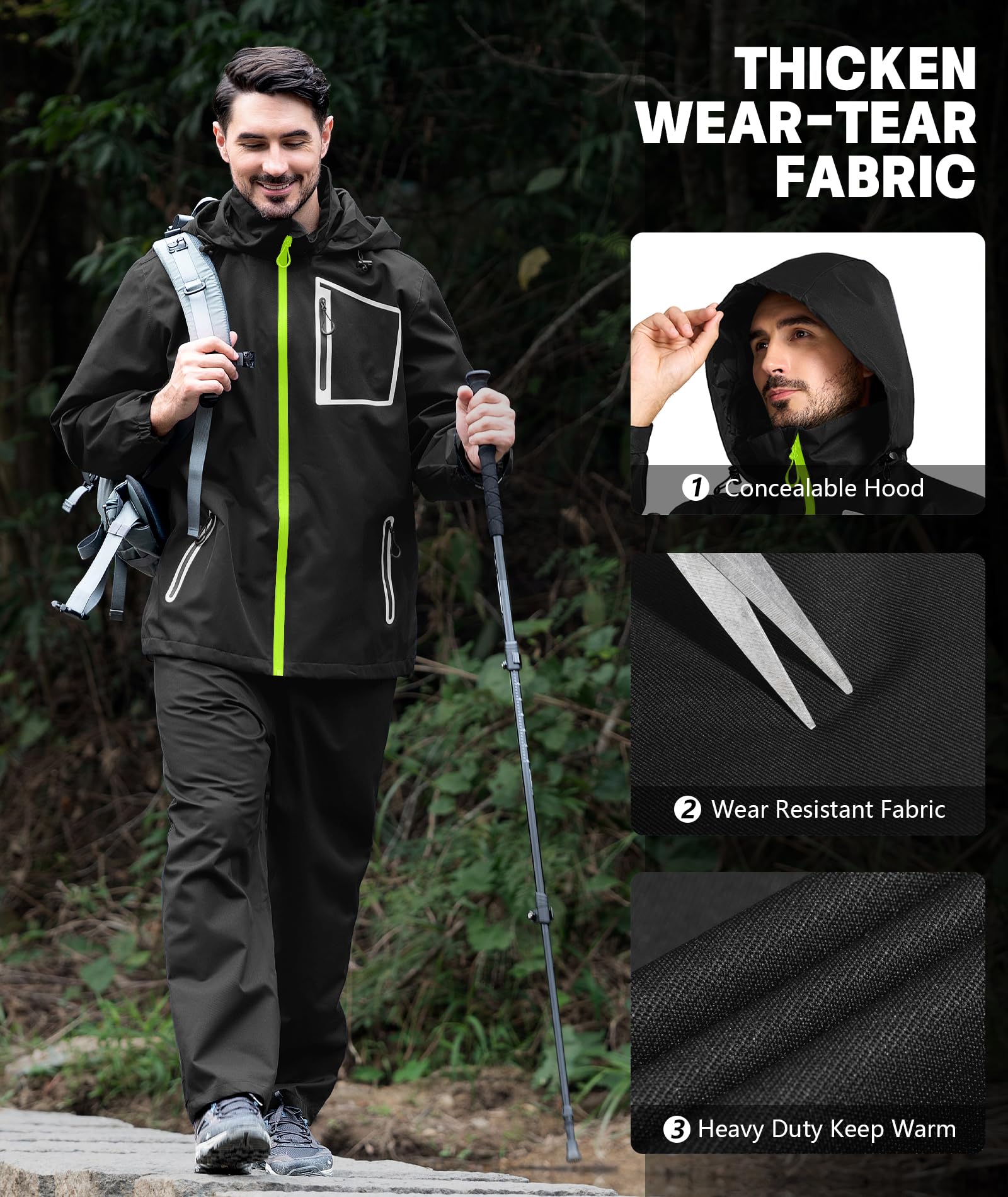 Snapklik.com : Rain Suit Waterproof Tactical Jacket Hiking Cargo Pants Golf Motorcycle Rain Gear ...
