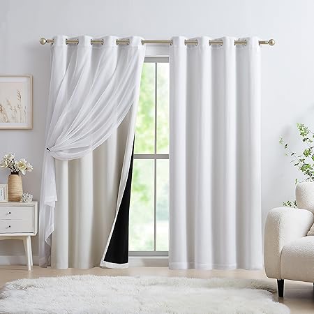 Amazon.com: Lotusolution 100% Blackout Curtain Set for Living Room ...