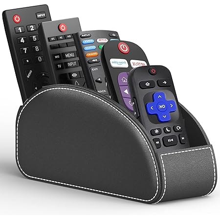 Amazon.com : TV Remote Control Holder with 5 Compartments,Pu Leather ...