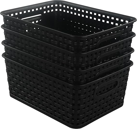 Morcter Plastic Basket, Plastic, Black, plasic Storage Basket: Baskets ...