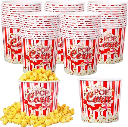 Amazon.com: Kisston 60 Pcs Popcorn Buckets Disposable Paper Popcorn ...