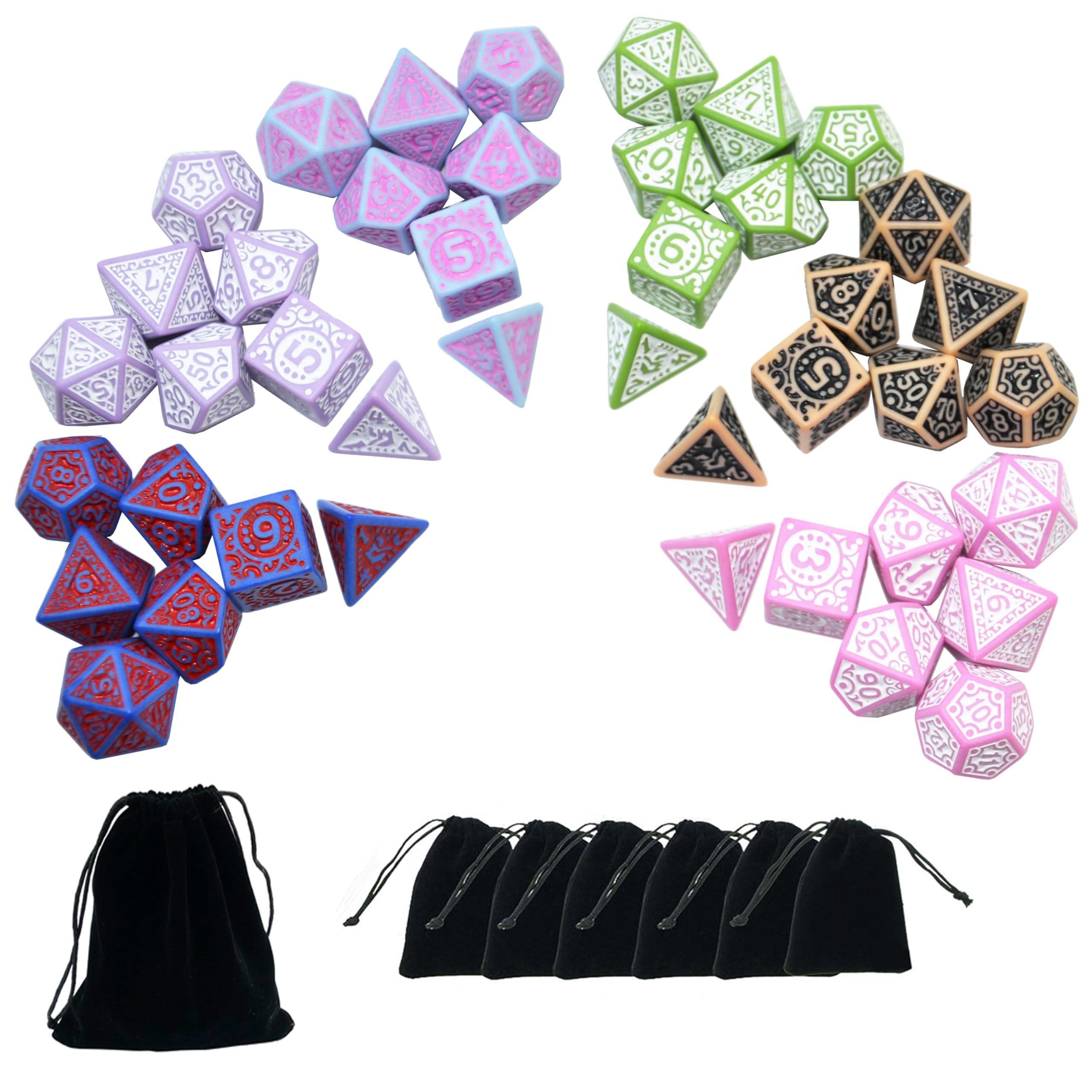 Amazon.com: SmartDealsPro Retro Polyhedral Dice Sets with Pouches for D ...