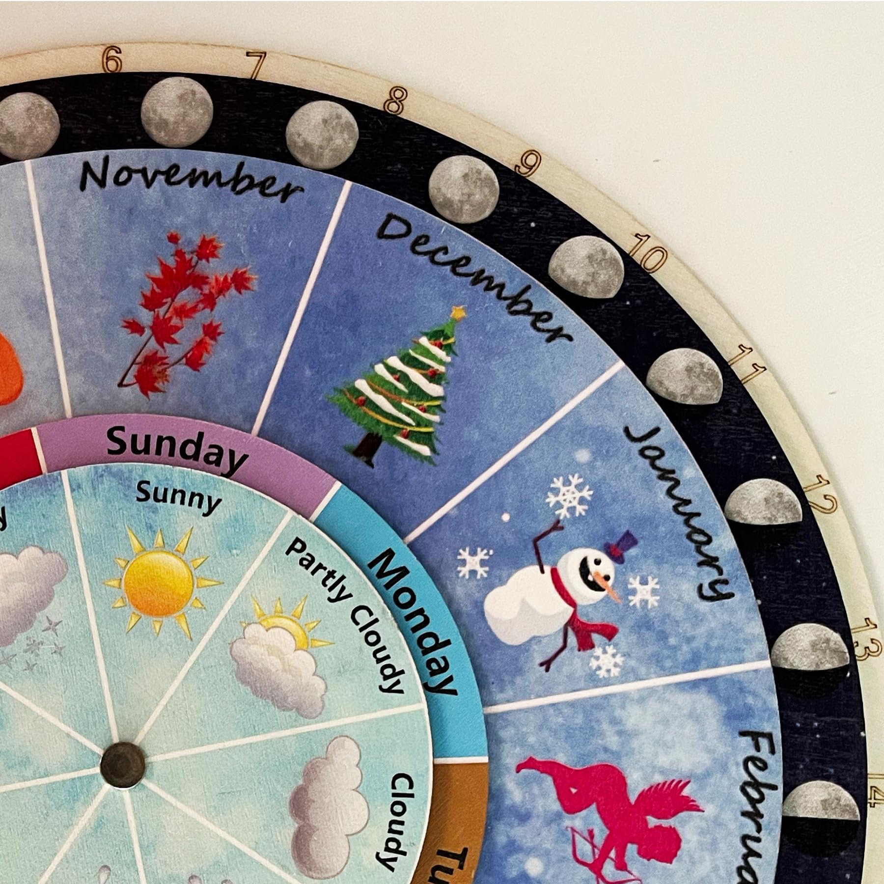 Snapklik.com : 12" Wheel Of The Year Wooden Perpetual Homeschool Calendar