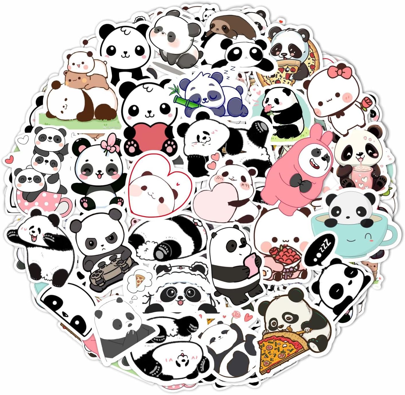 Amazon.com: 50pcs Panda Stickers Cute Cartoon Animal Stickers for Kids ...