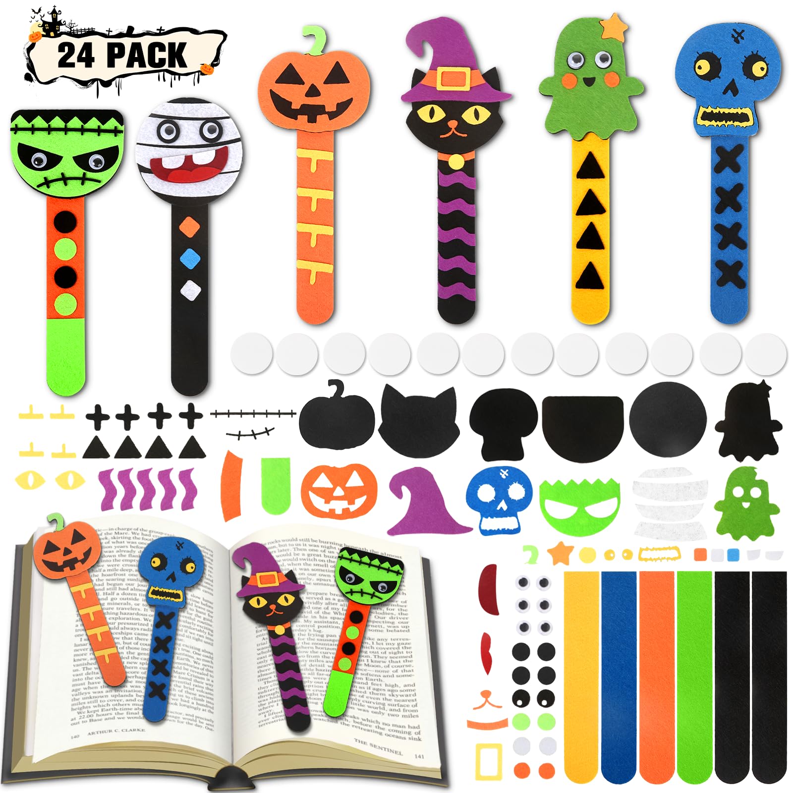 Snapklik.com : 24pcs Halloween Bookmarks DIY Gifts Halloween Party ...