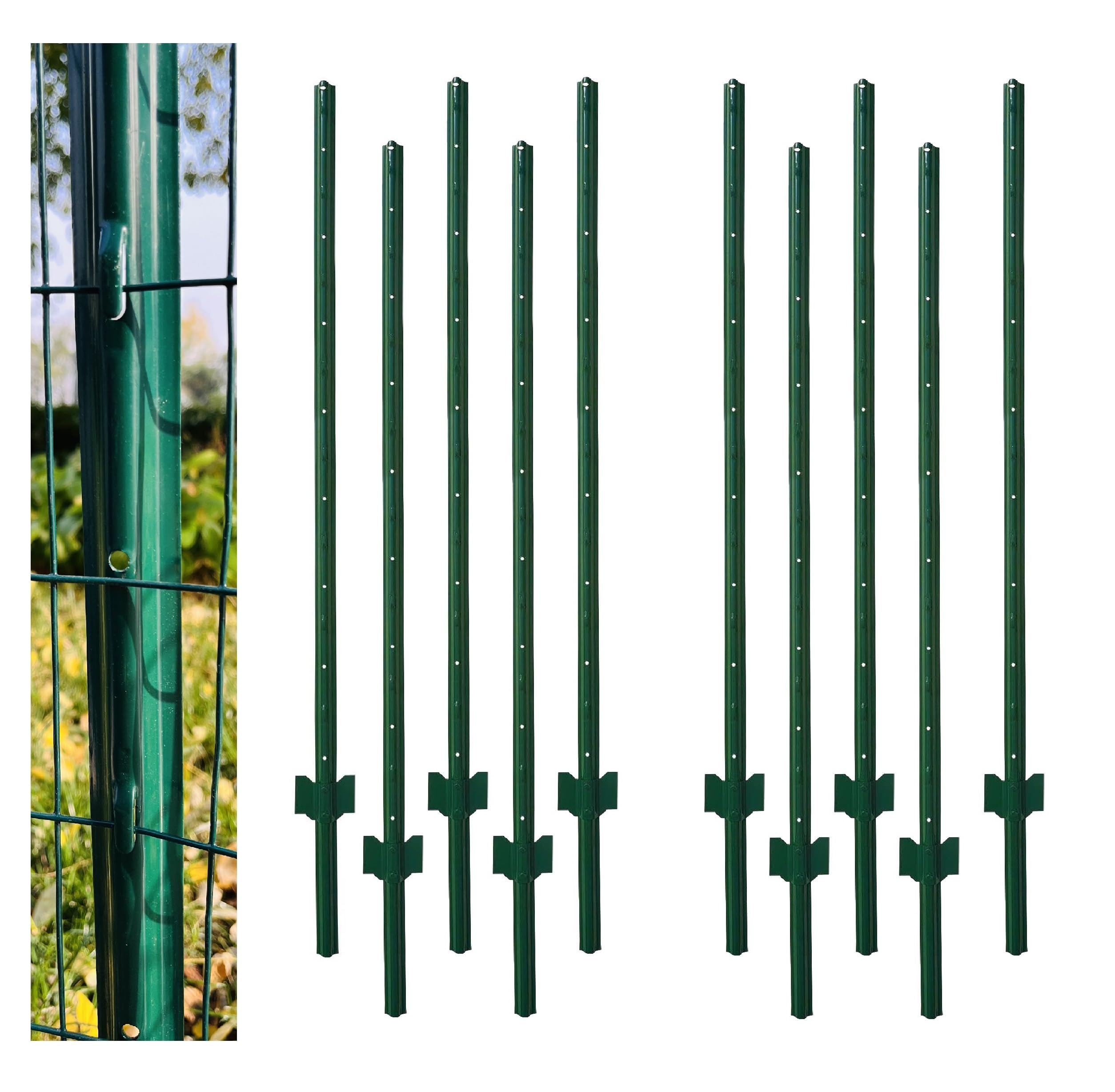 Snapklik.com : 5 Feet Green, Pack Of 10 Metal Fence Post, For 48 Inch ...