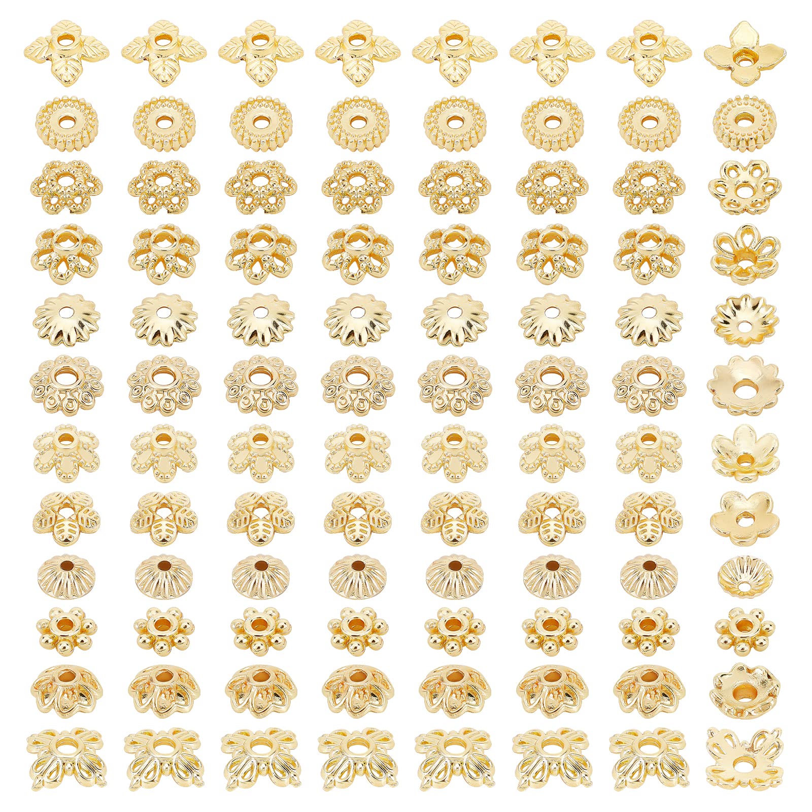 Amazon.com: PH PandaHall 144pcs 24K Gold Plated Flower Bead Caps, 12 ...