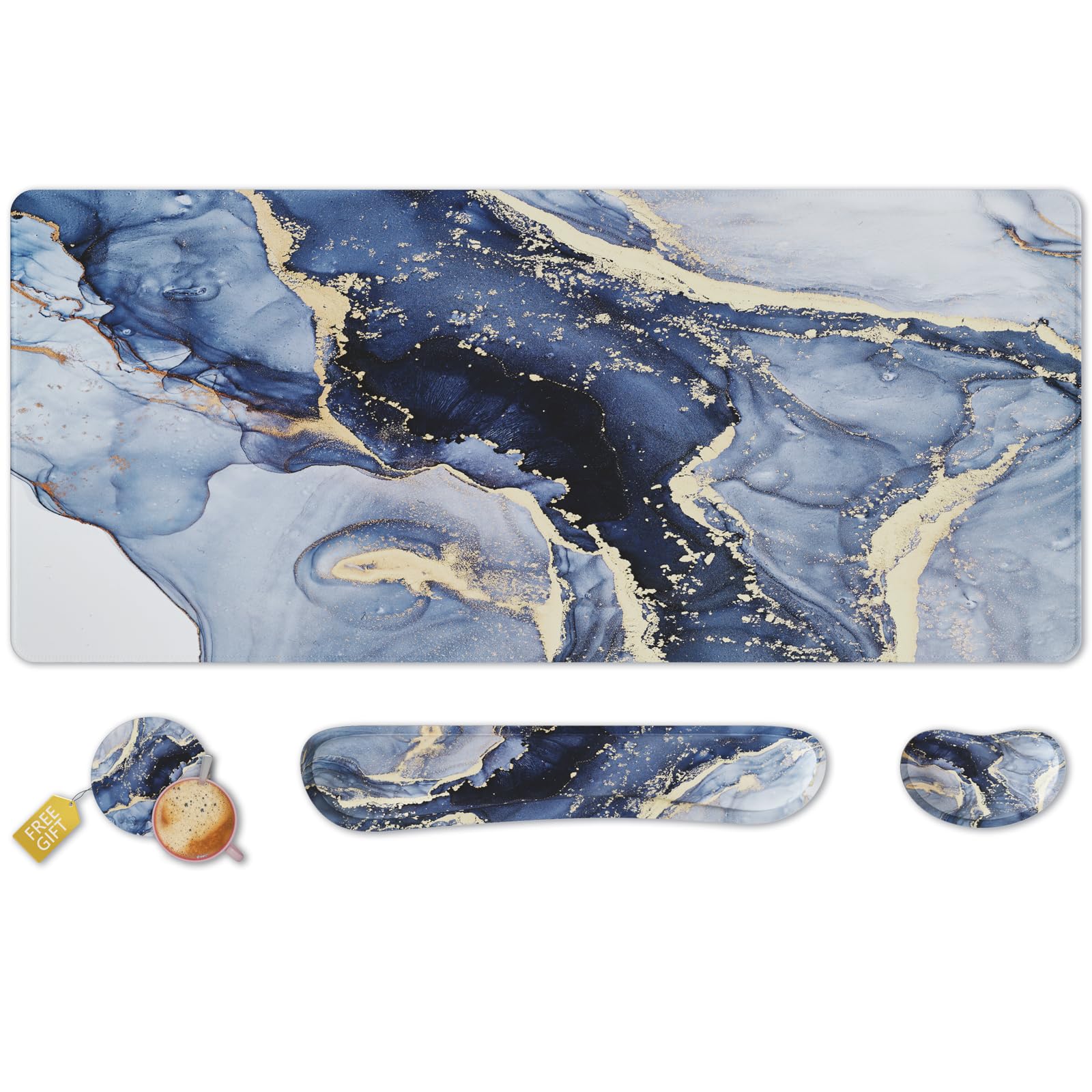 4 in 1 Extended Mouse Pad Set, Keyboard Wrist Rest Support Mouse Wrist ...