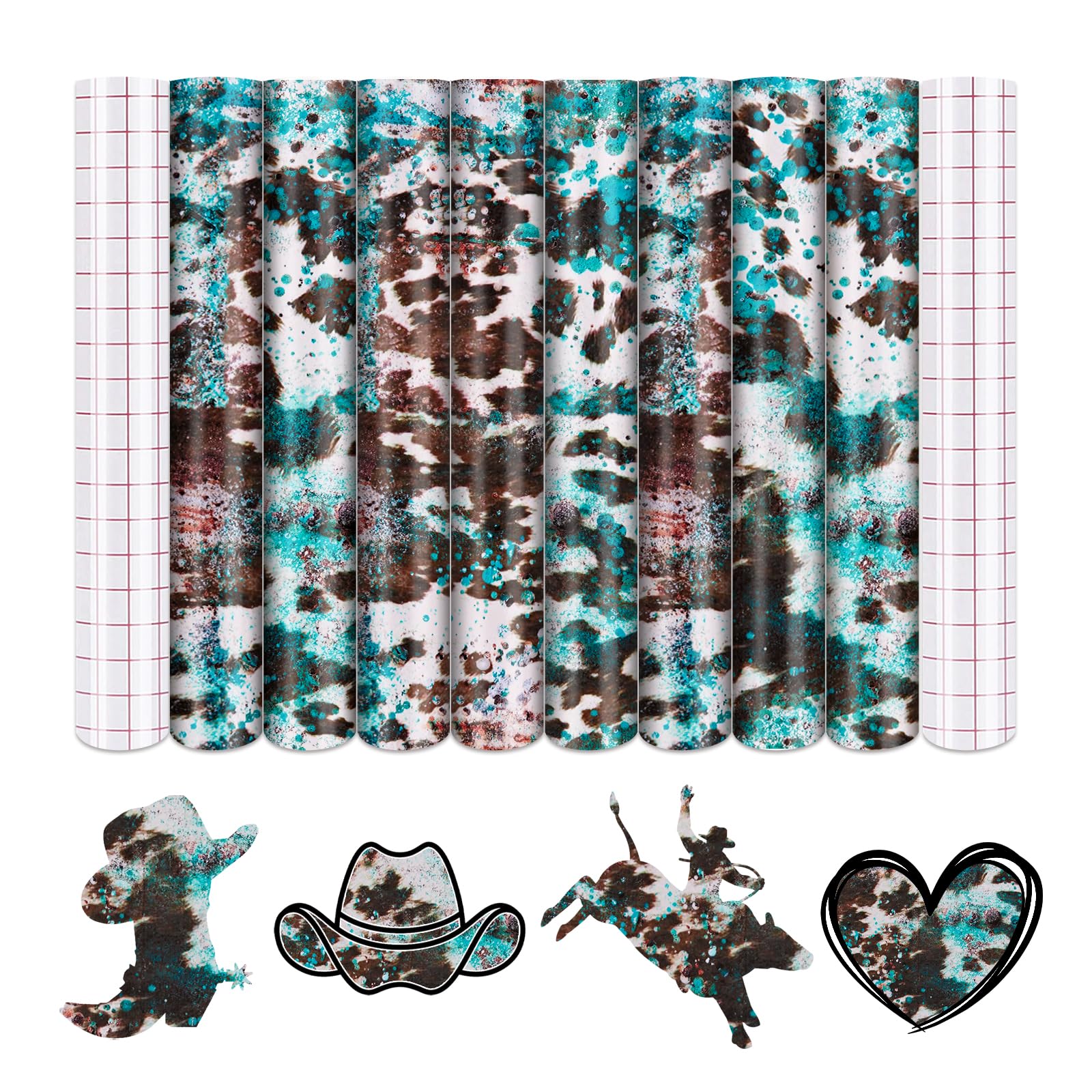 Amazon.com: Tintnut Rust Cow Print Permanent Vinyl - 8 Sheets 12"x10 ...