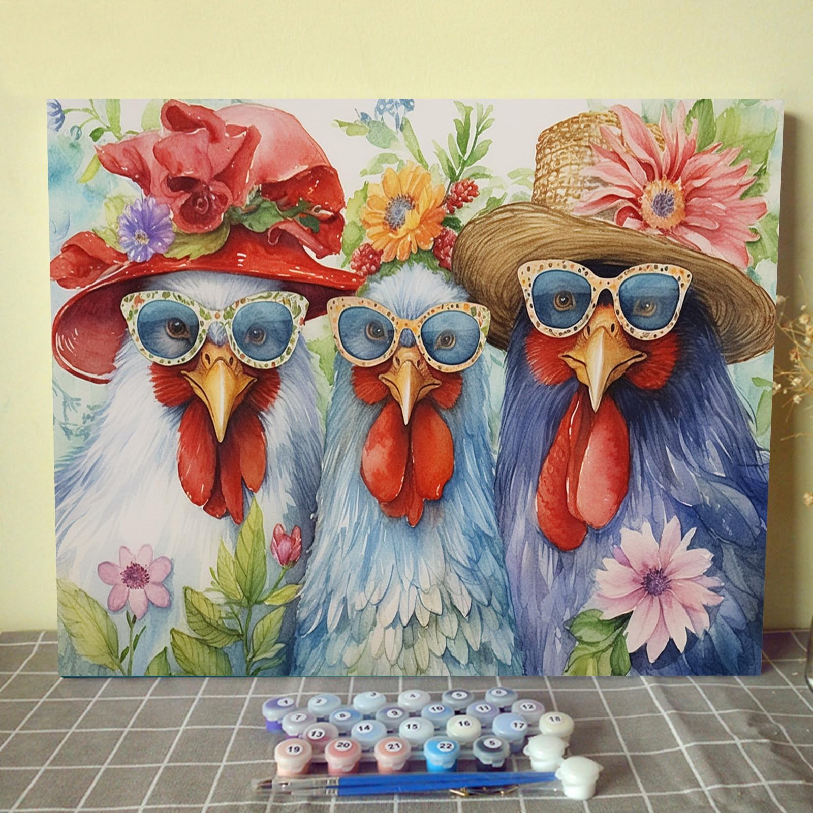 Tucocoo Roosters On Vacation Paint by Numbers Kits 16x20inch Canvas DIY ...