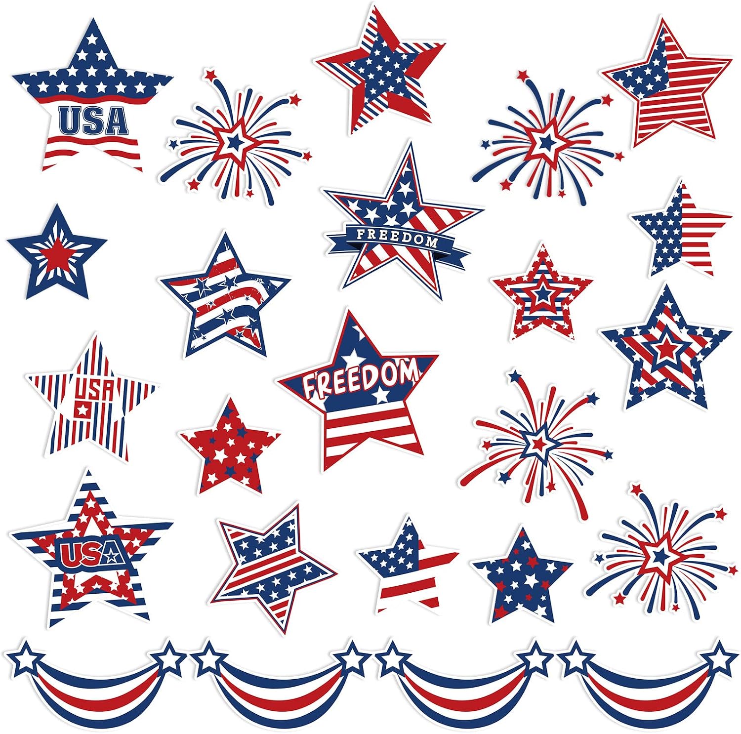 Amazon.com: Whaline 24Pcs Patriotic Refrigerator Magnets 4th of July ...