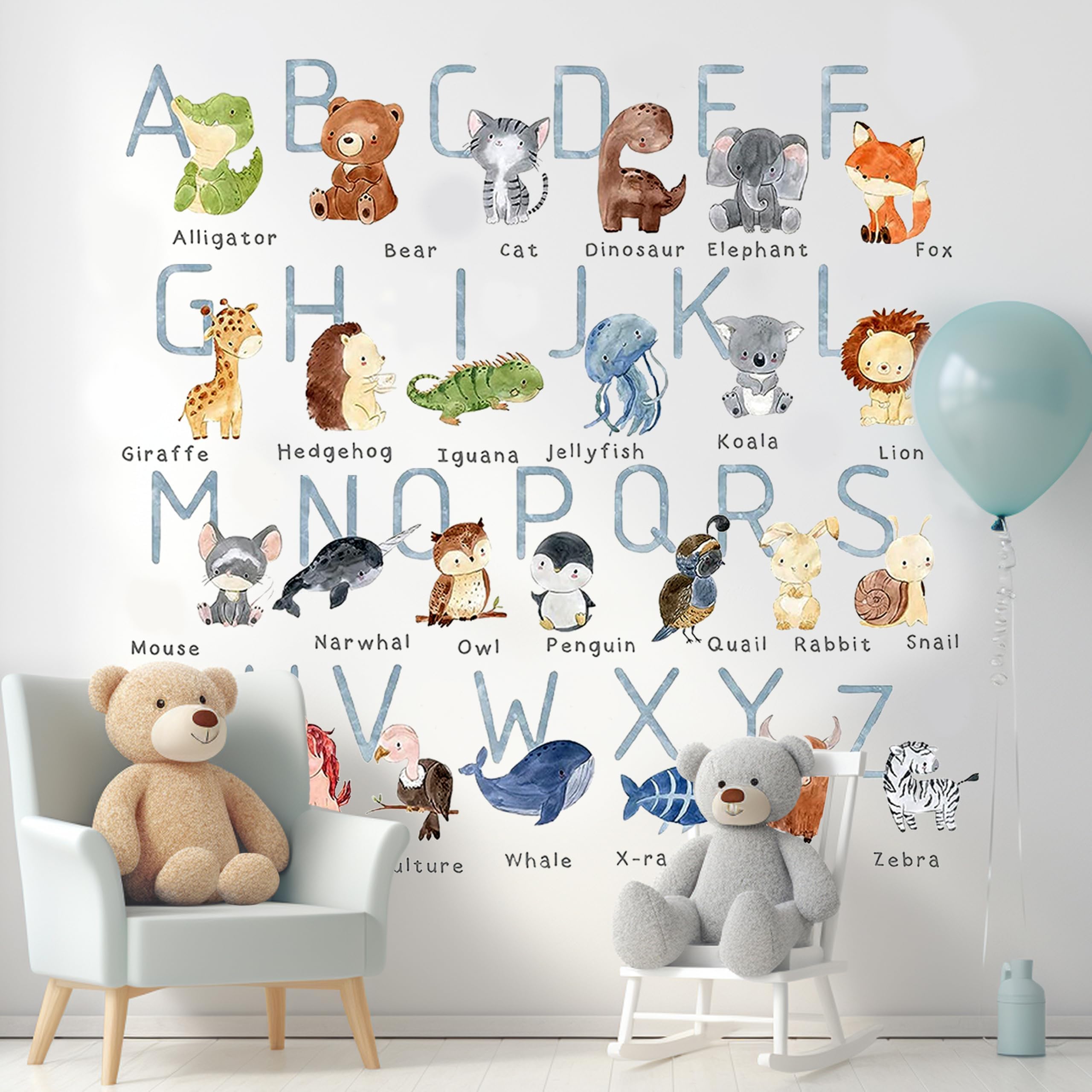 Amazon.com: ABC Wall Stickers, Alphabet Wall Decals, Animal Alphabet ...