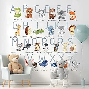 Amazon.com: ABC Wall Stickers, Alphabet Wall Decals, Animal Alphabet ...