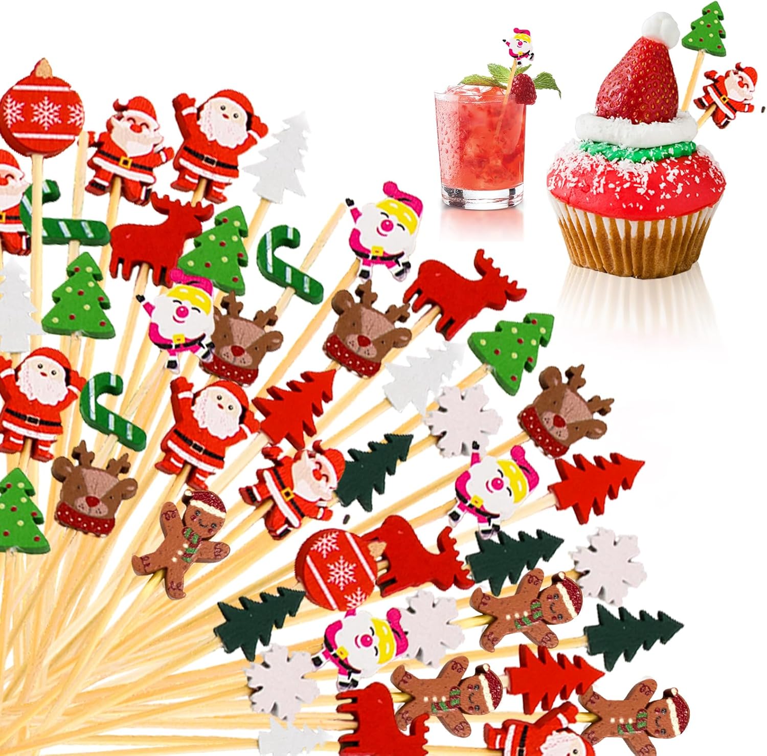 Amazon.com: CIYIN 100 Pieces Christmas Cocktail Sticks, Aperitif Picks ...