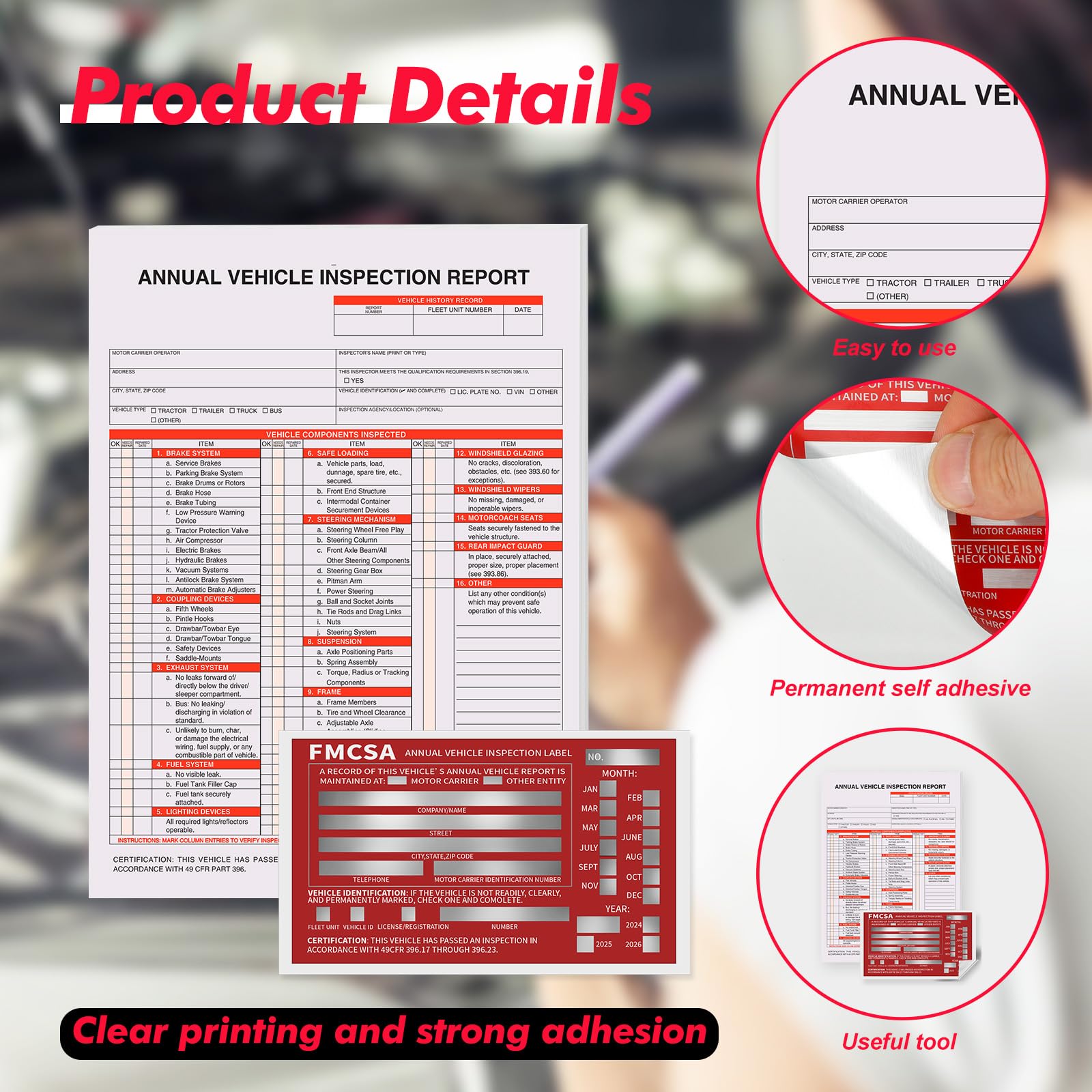 Red Dot Stickers 50 Pack Vehicle Inspection Forms With Aluminum Labels ...