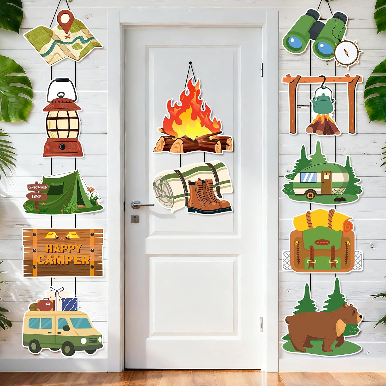 Amazon.com: Camping Party Decorations 10 Pcs Welcome Camp Door Banner ...