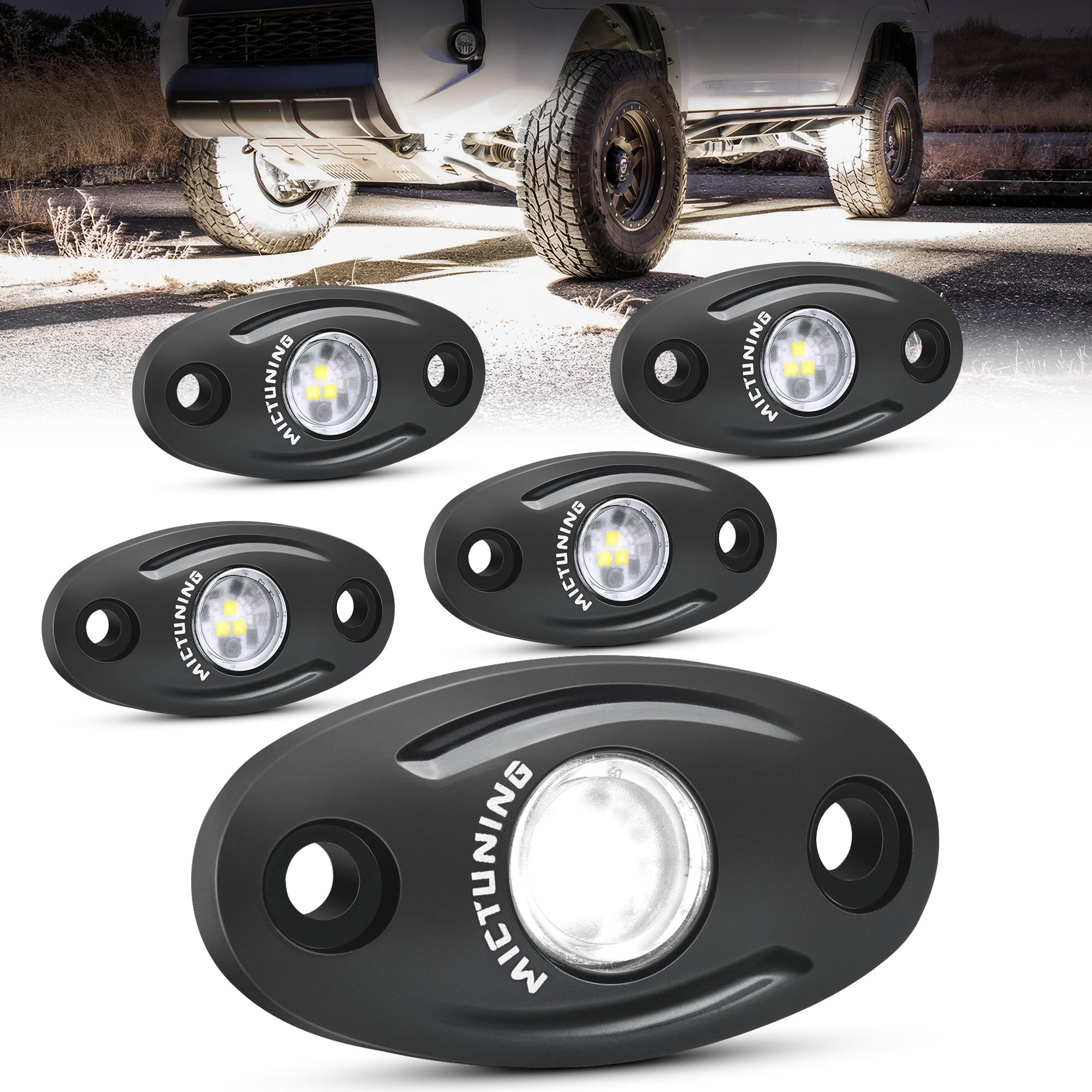 Amazon.com: MICTUNING 4 Pods Pure White LED Rock Lights Kit - IP68 ...