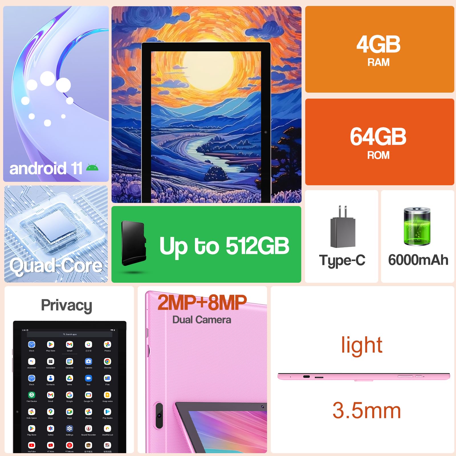 Snapklik.com : YQSAVIOR Tablet 10 Inch, 2 In 1 Tablet