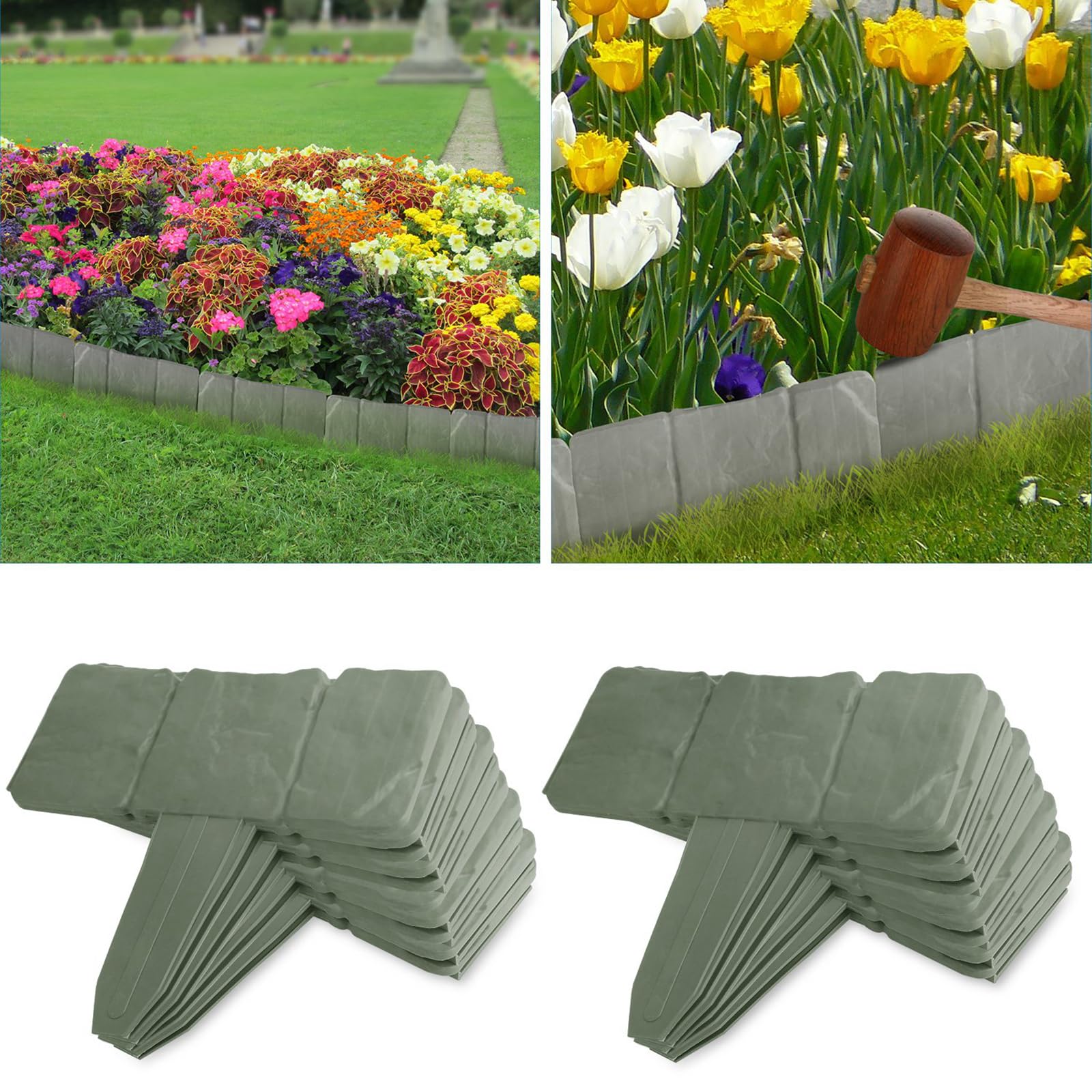 Snapklik.com : Garden Edging Border, 20 PCS Plastic Garden Landscape ...