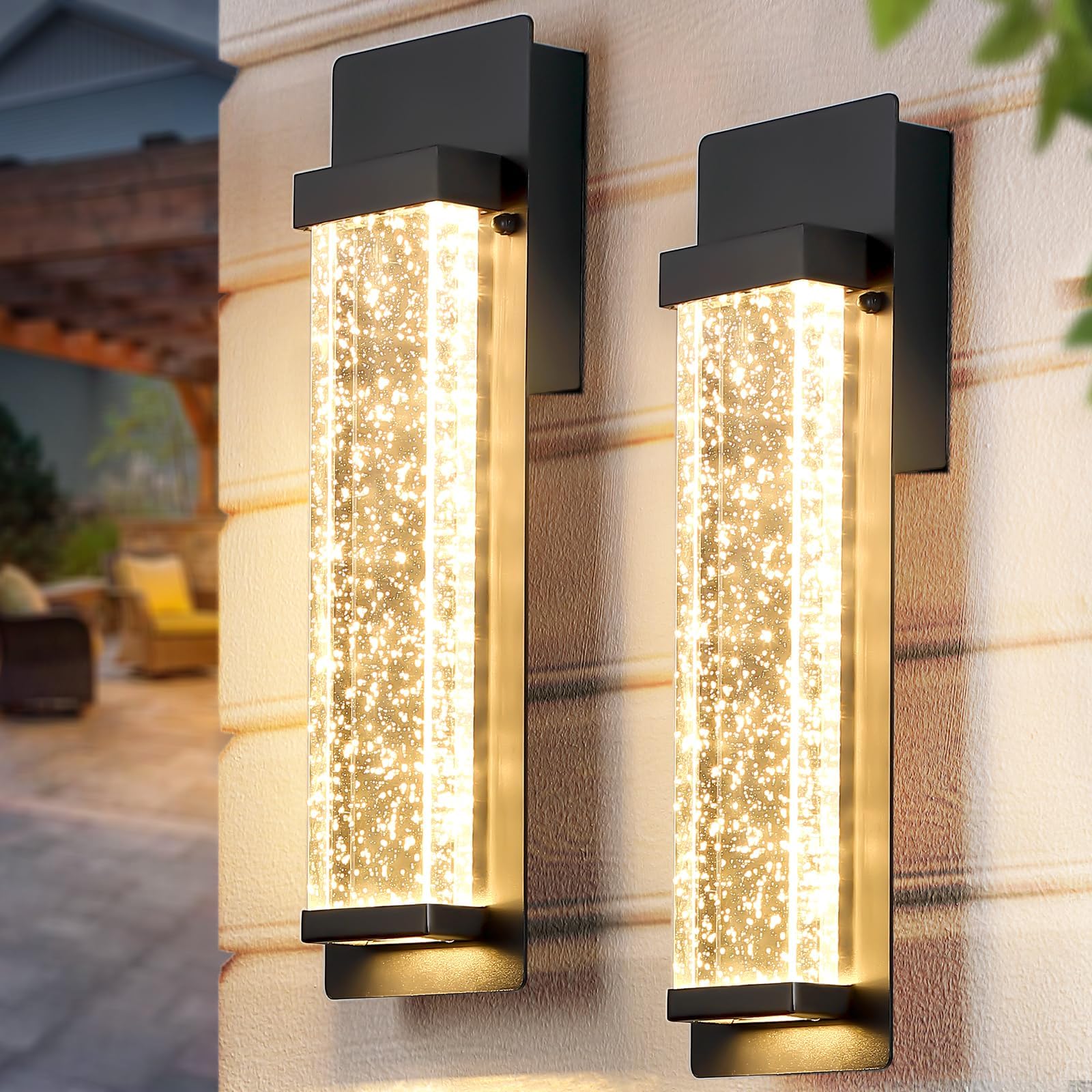 Modern Dusk to Dawn Outdoor Wall Sconce Lights Fixtures with Ripple ...