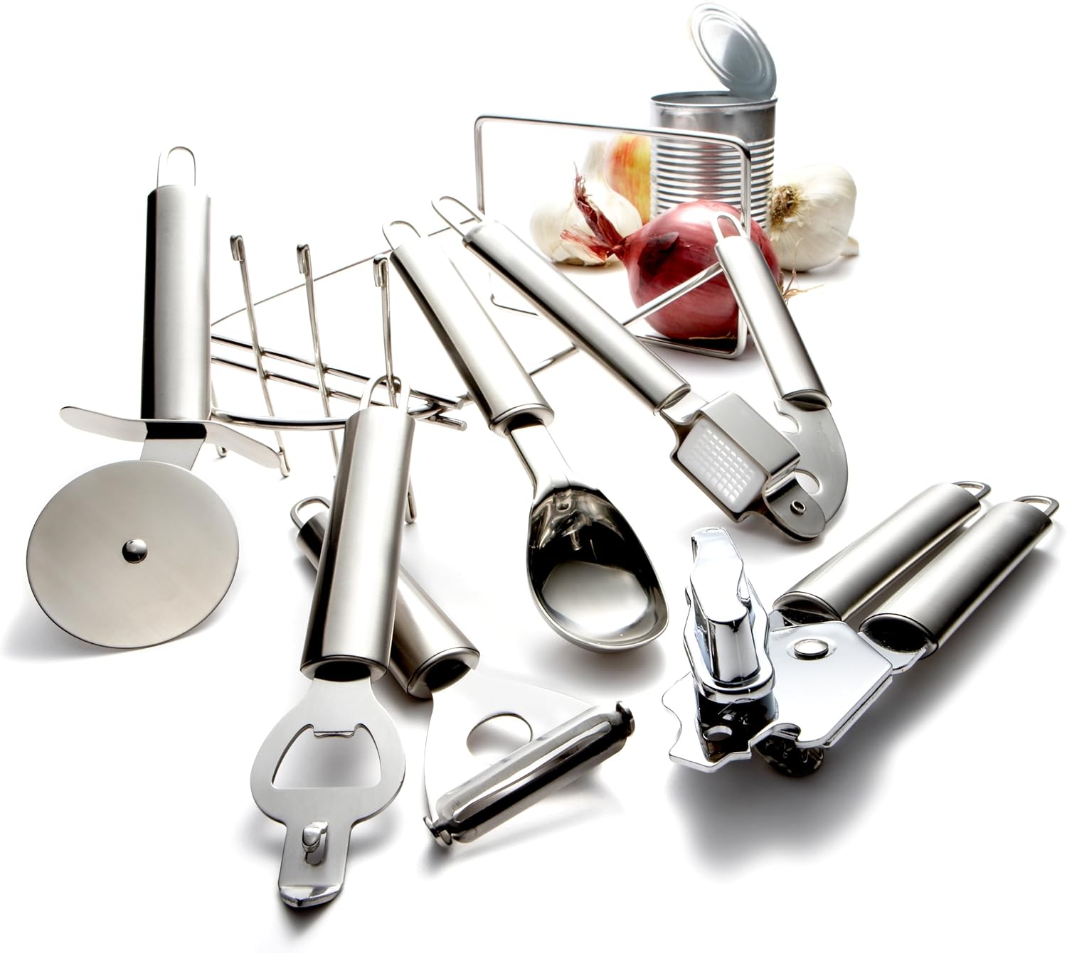 Amazon.com: Amazon Brand – Pinzon 7-Piece Stainless-Steel Gadget Set ...